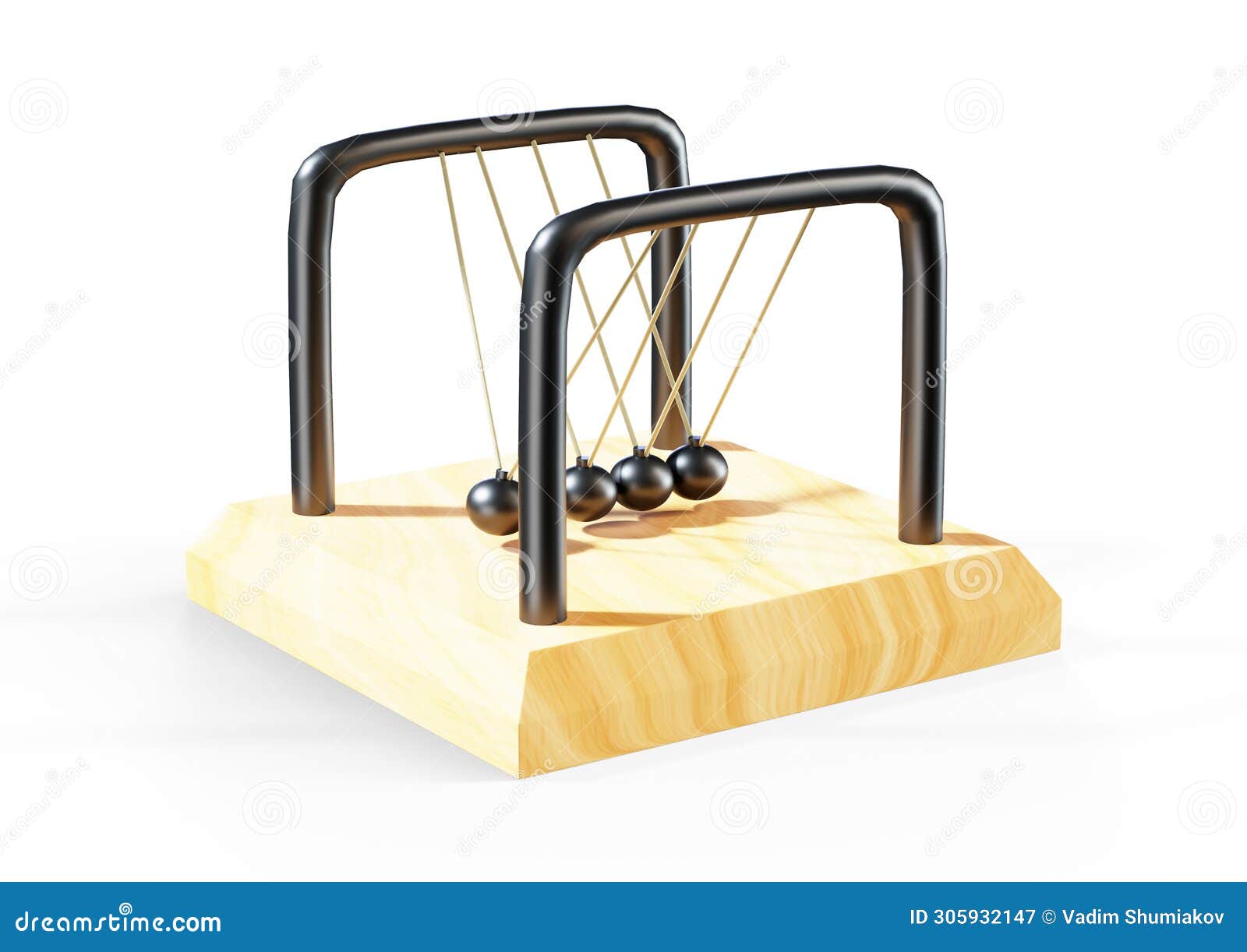 Pendulum, Newton S Cradle in Motion. 3D Rendering Isolated on White ...