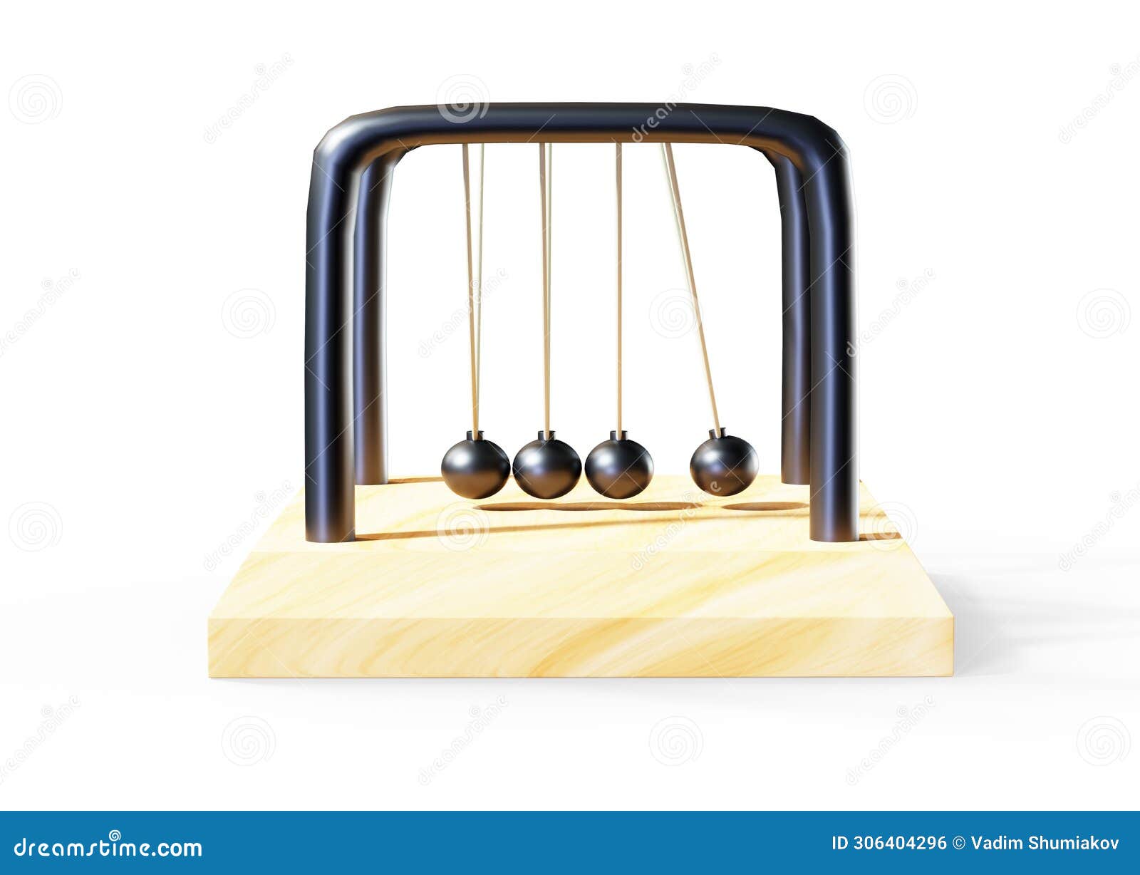 Pendulum, Newton S Cradle in Motion. 3D Rendering Isolated on White ...