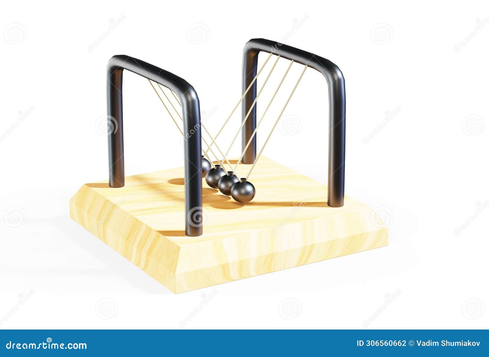 Pendulum, Newton S Cradle in Motion. 3D Rendering Isolated on White ...