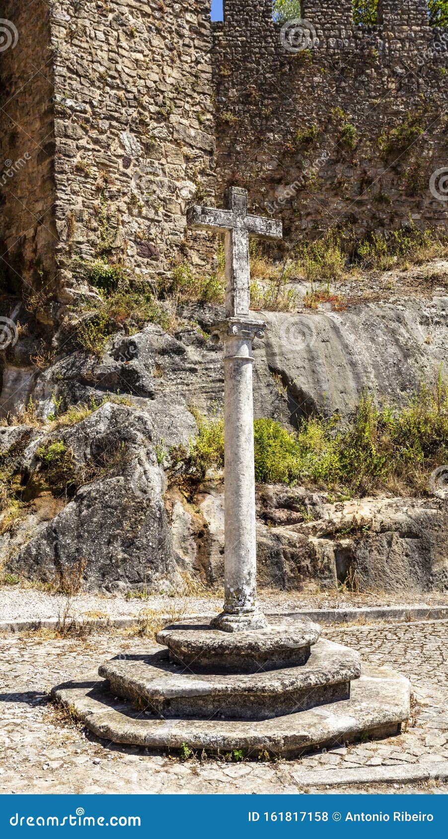 Penela Old Stone Cross Monument Stock Photo - Image of west, castle ...
