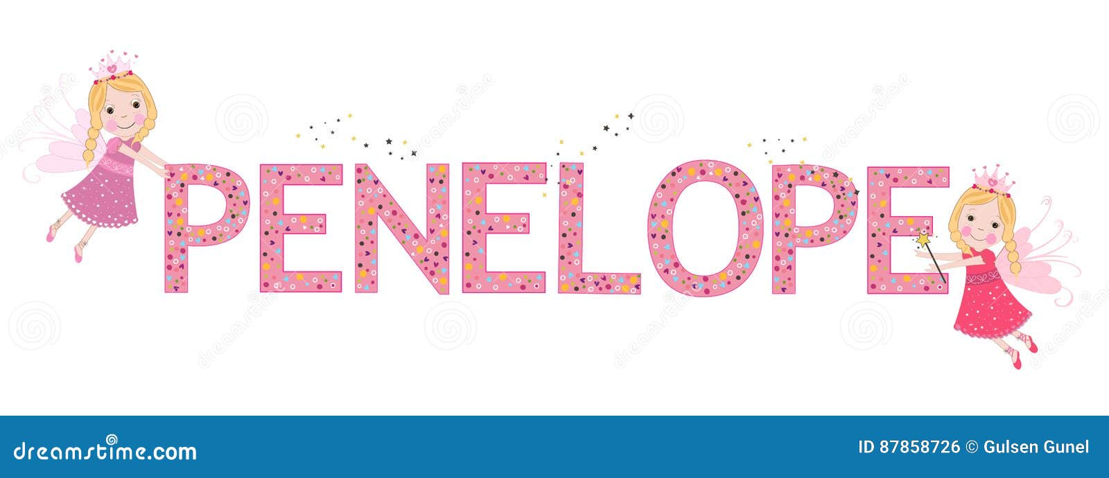 Name Penelope In Various Retro Graphic Design Elements, Set Of Vector ...