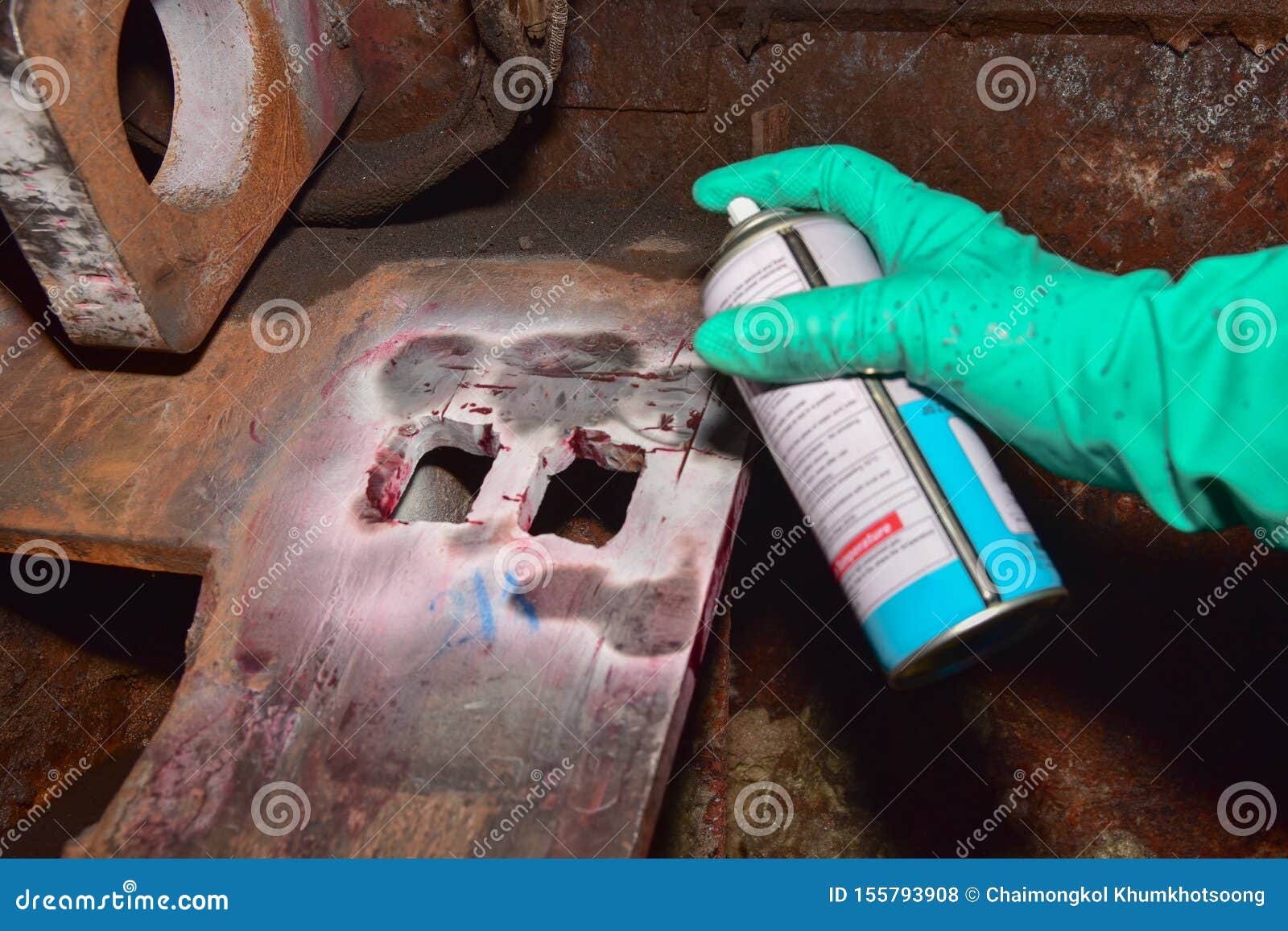Penetrant Test PT stock photo. Image of hand, action - 155793908