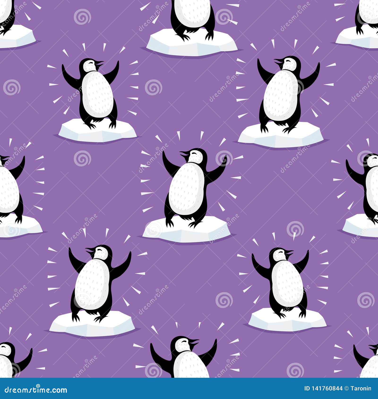 Purple Seamless Pattern with Cute Penguins. Stock Vector - Illustration of nature, textile ...