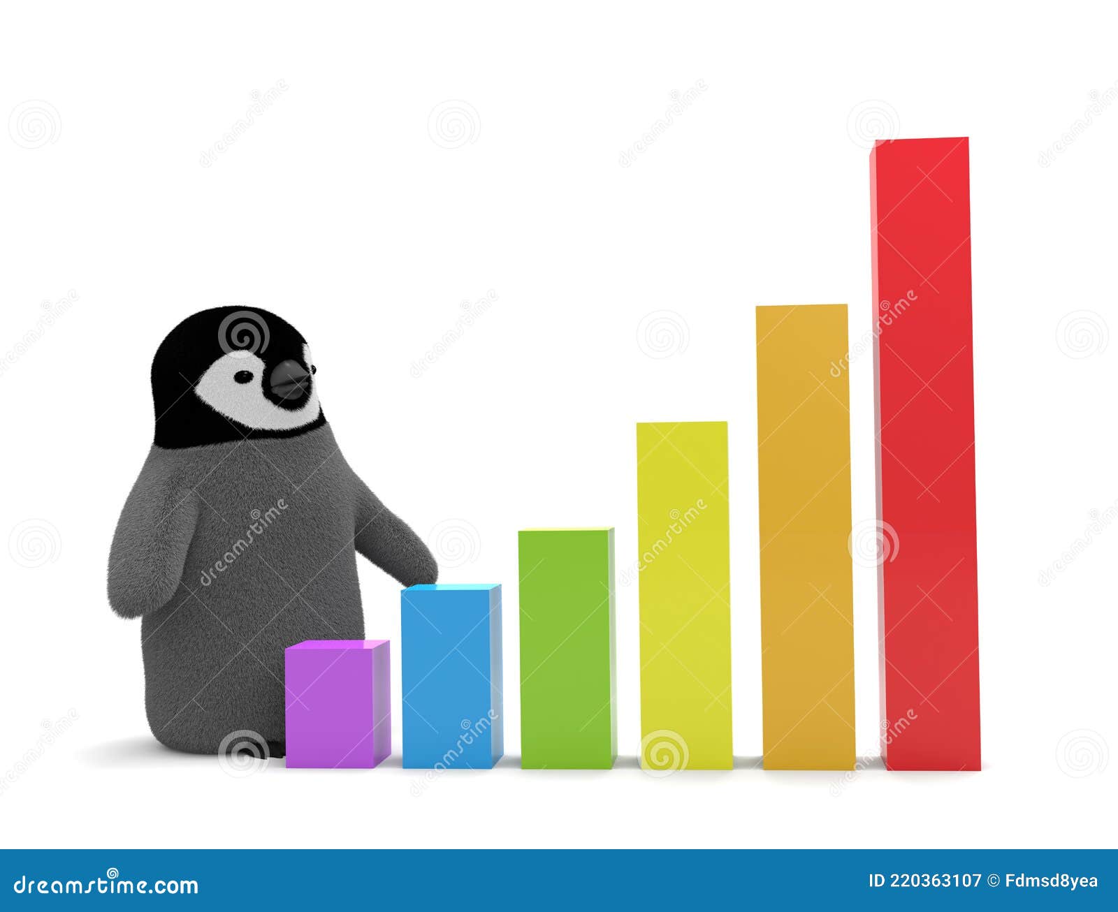 Penguin and bar charts stock illustration. Illustration of chart ...