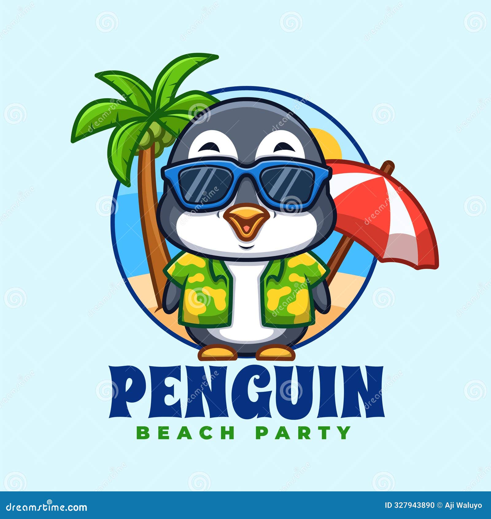 Penguin Beach Cartoon stock vector. Illustration of creative - 327943890