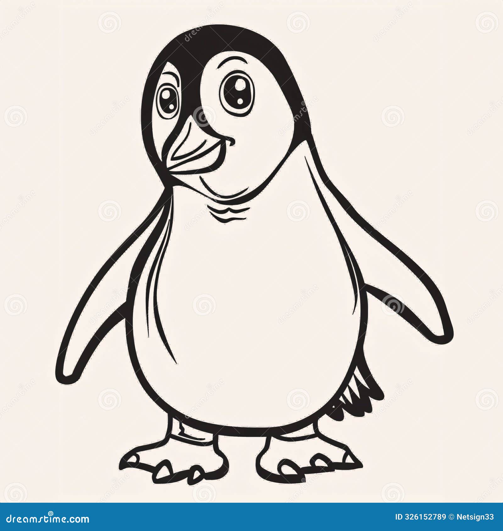 Penguin - a Black and White Drawing of a Penguin Stock Illustration ...