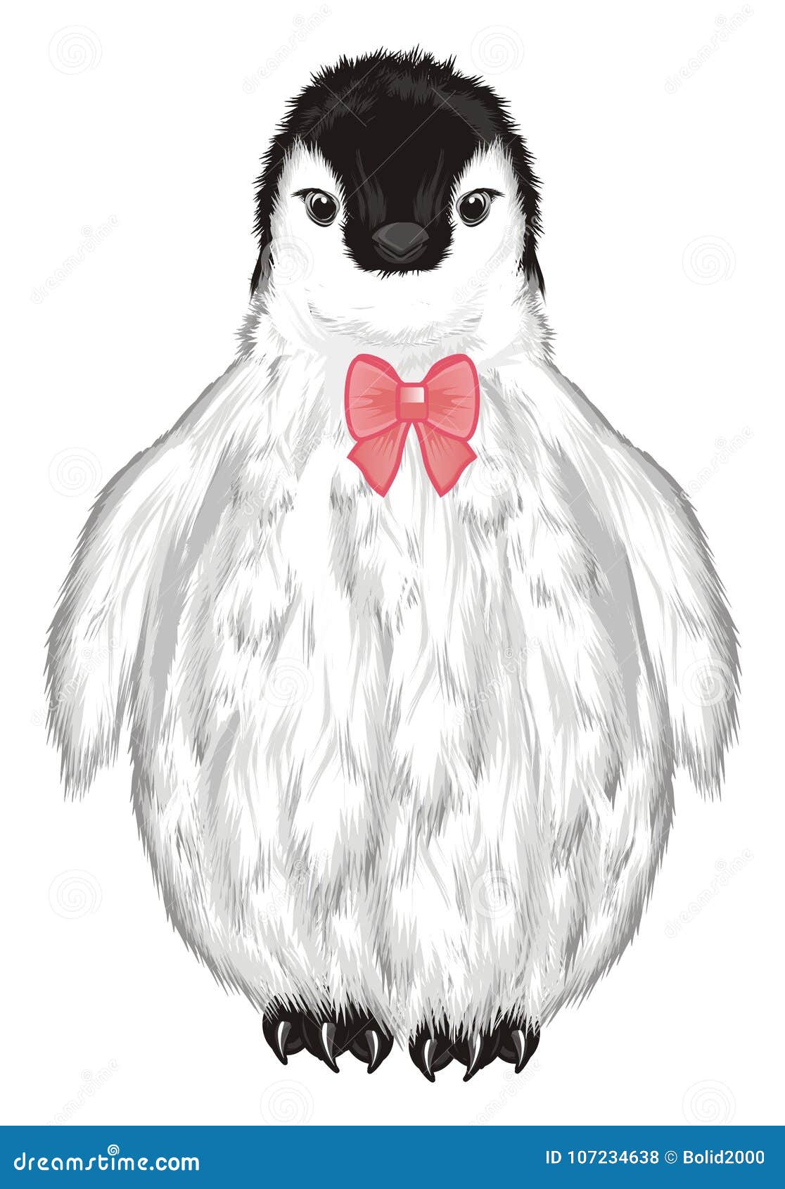 Penguin with a bow stock illustration. Illustration of funny - 107234638