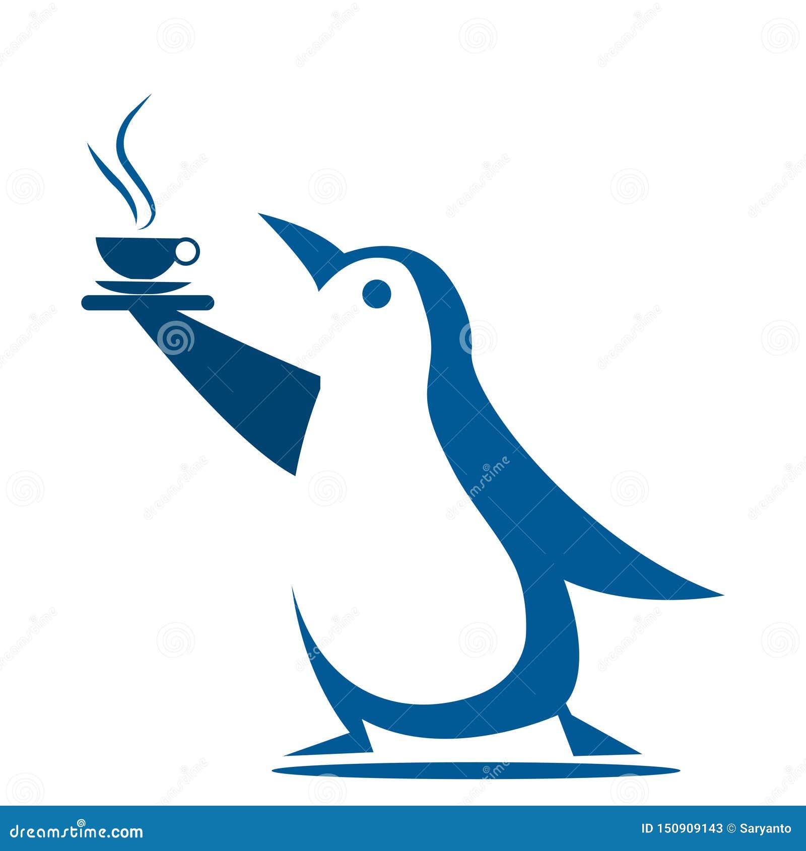 Penguin Bring Coffee. Vector Illustration - Vector Stock Vector ...