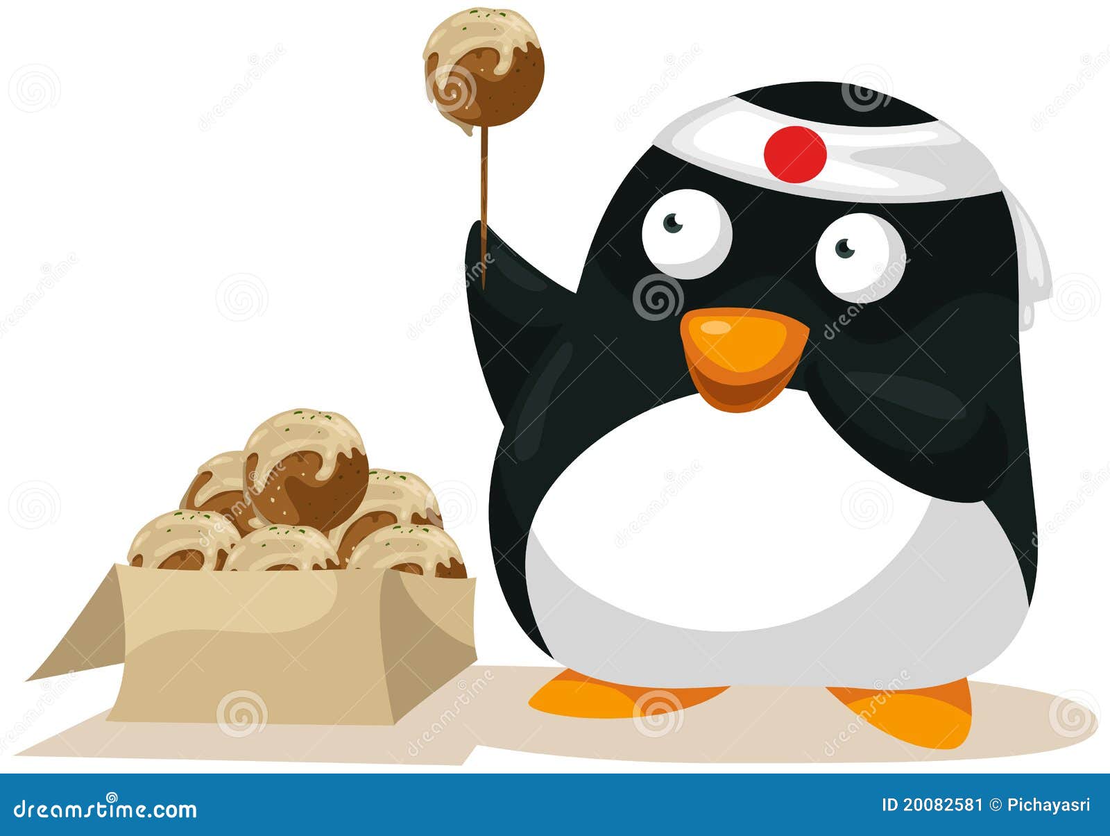 Penguin carrying flag stock vector. Illustration of asia - 20082581