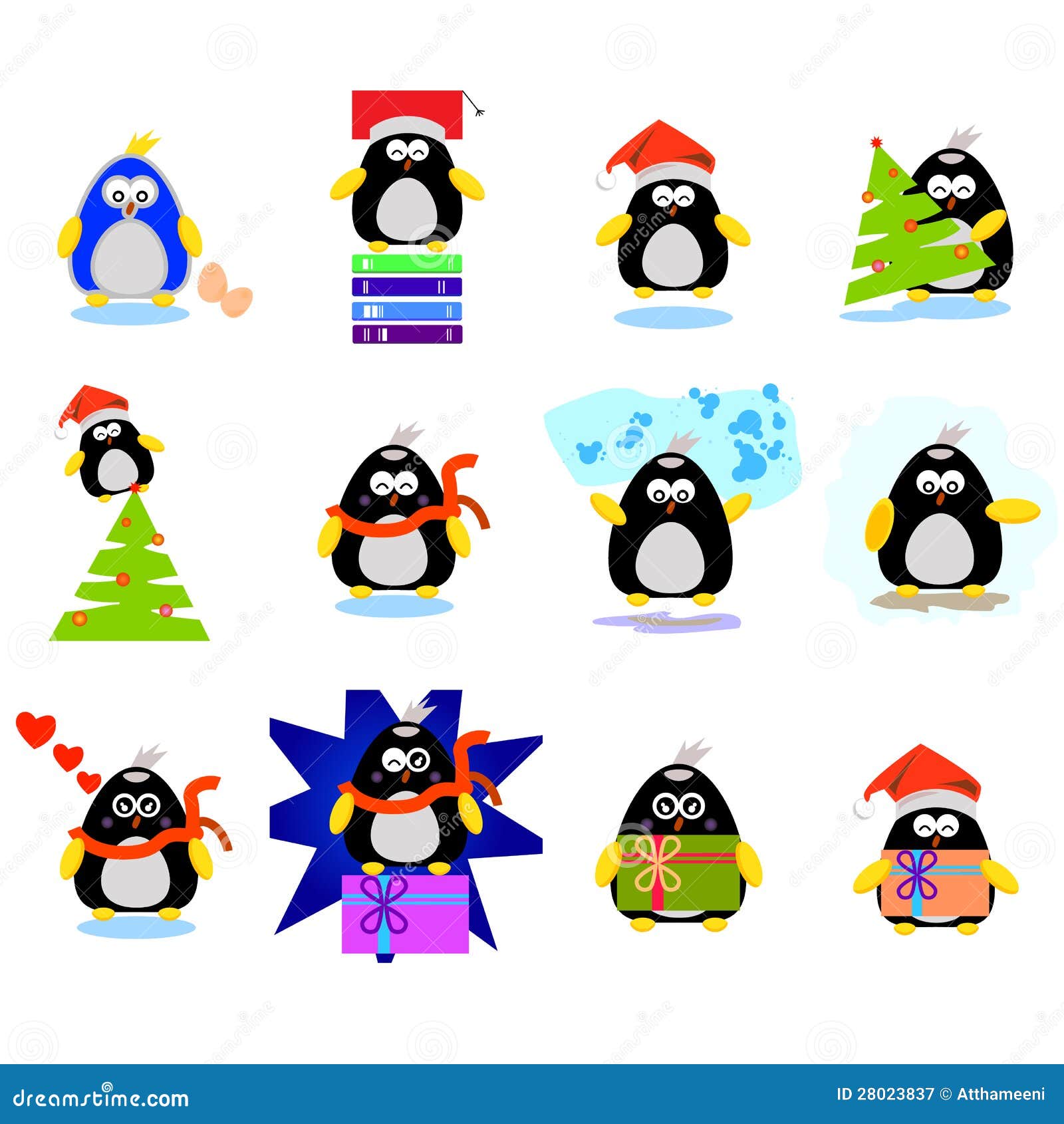 Penguin Cartoon Character Set Stock Illustration - Illustration of icon ...