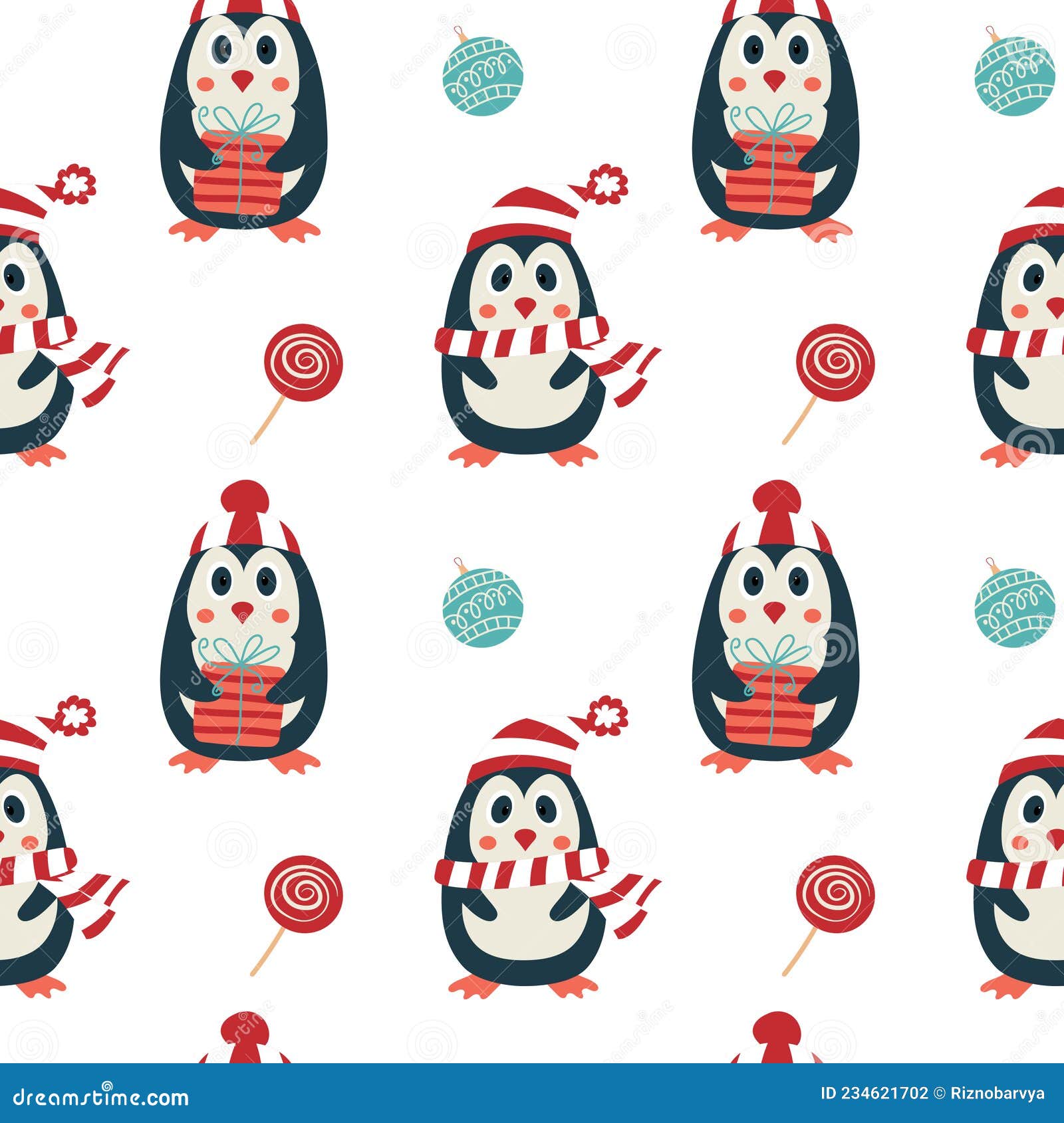 Penguin Cartoon Seamless Pattern. Animals Pattern Stock Vector ...