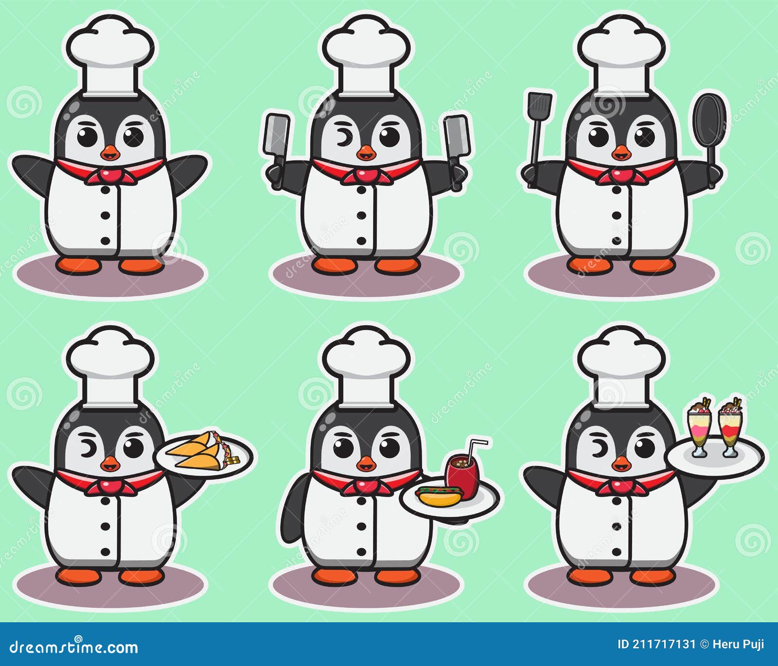 Vector Illustration of Cute Penguin Chef Cartoon. Stock Vector ...