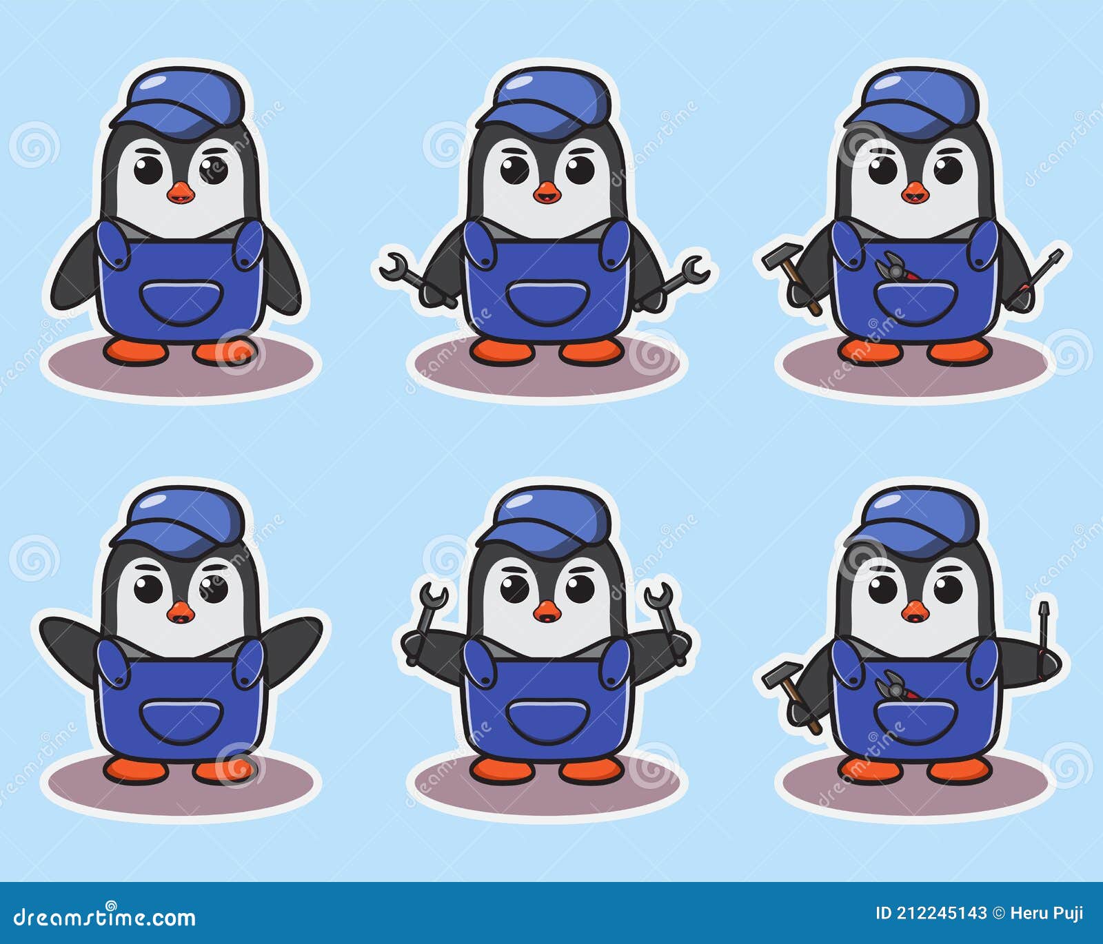 Vector Illustration of Cute Penguin Mechanic. Stock Vector ...