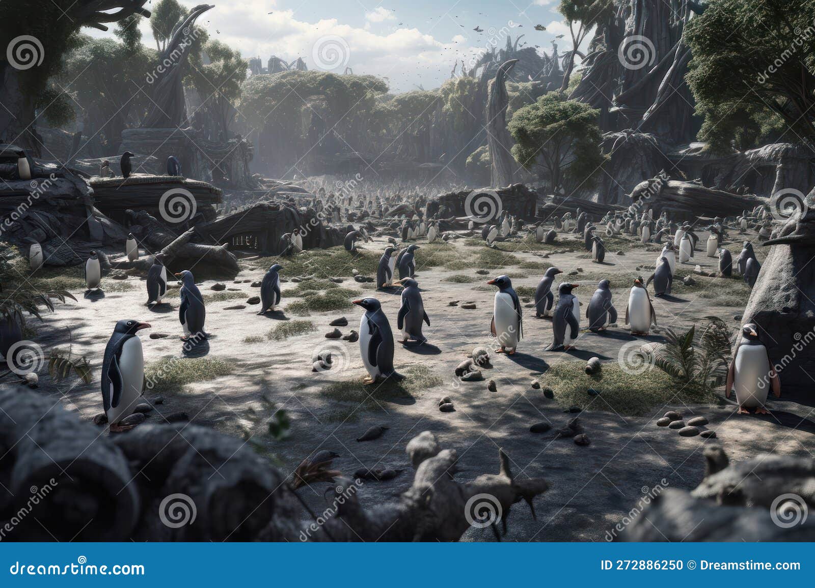 Penguin Colony. AI Generated Stock Illustration - Illustration of ...
