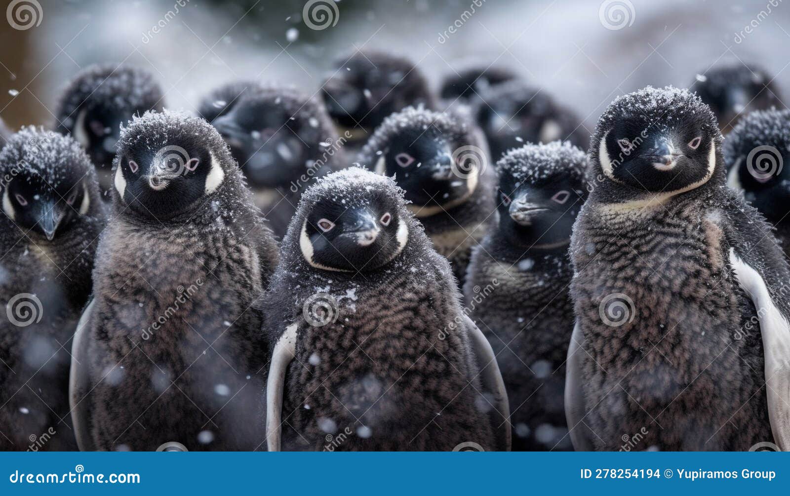 Penguin Colony in Arctic, Looking at Camera Generated by AI Stock Photo ...