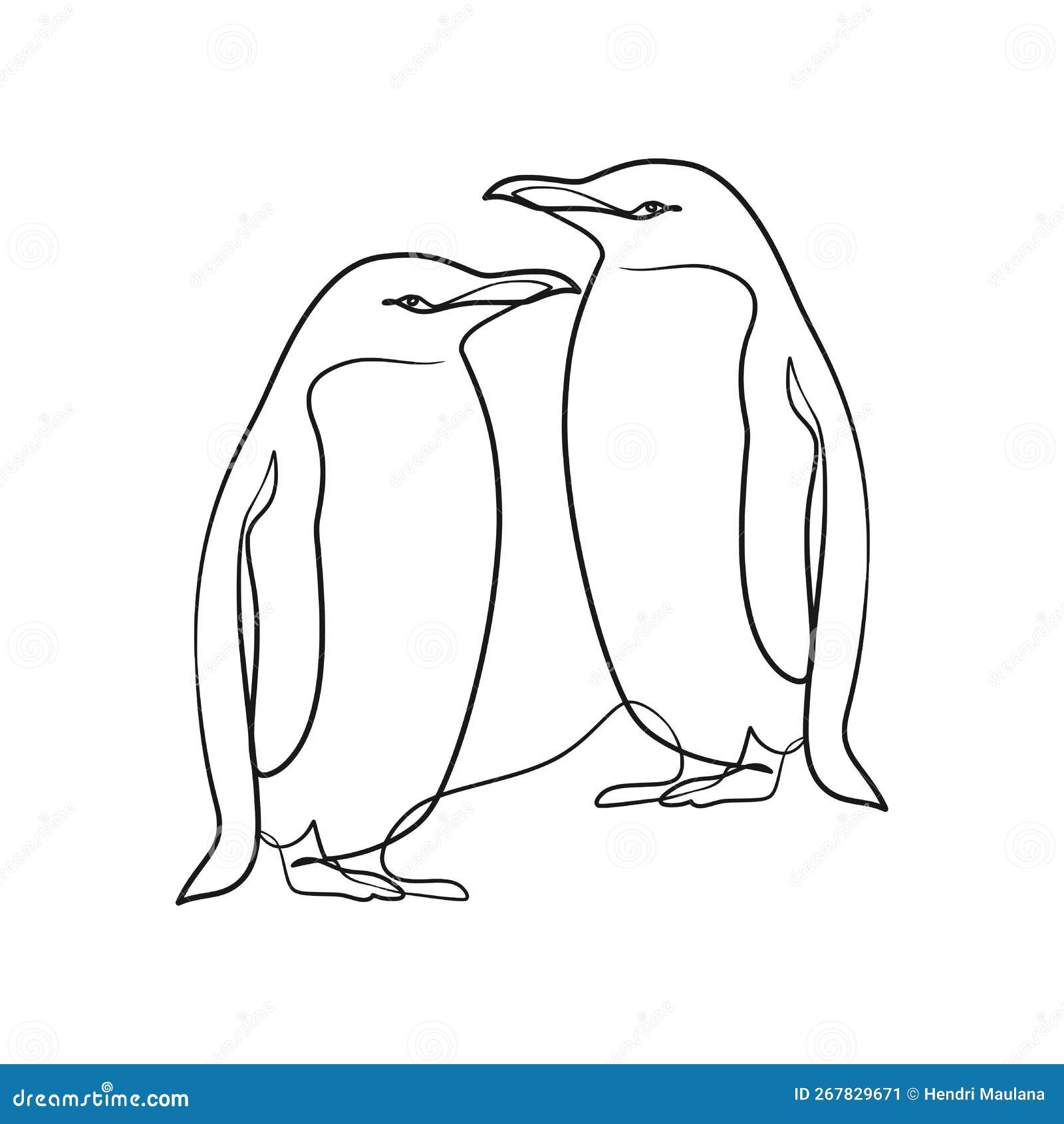 Penguin Continuous One Line Art Drawing Stock Illustration ...