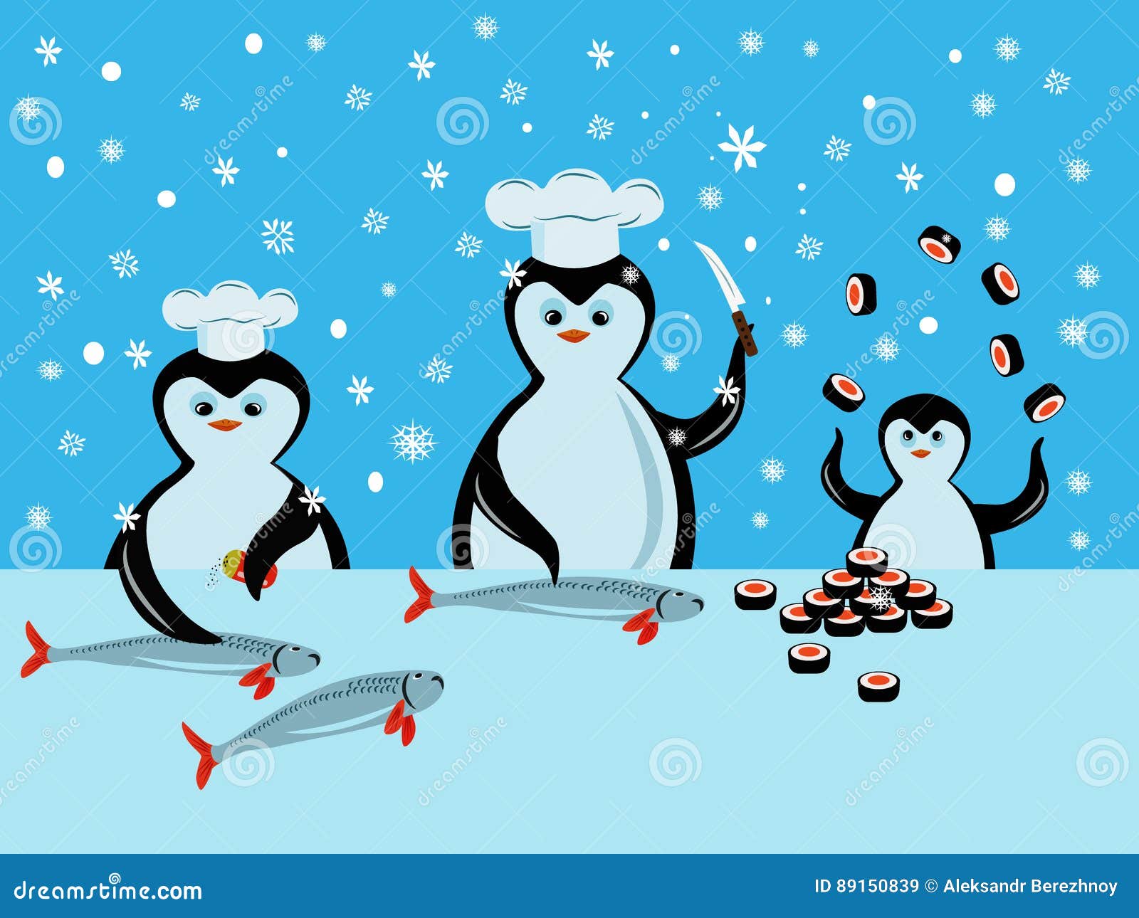 Penguin Cook Cartoon Vector | CartoonDealer.com #89150839