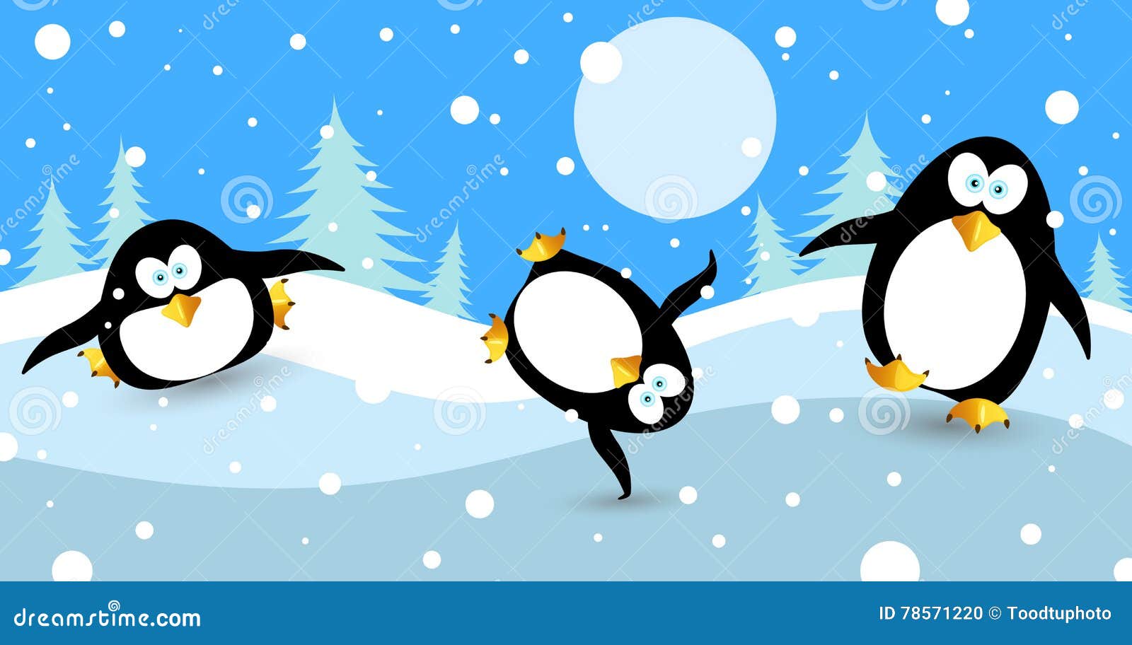 Penguin Dance Funny Cartoon Illustration Template | CartoonDealer.com ...