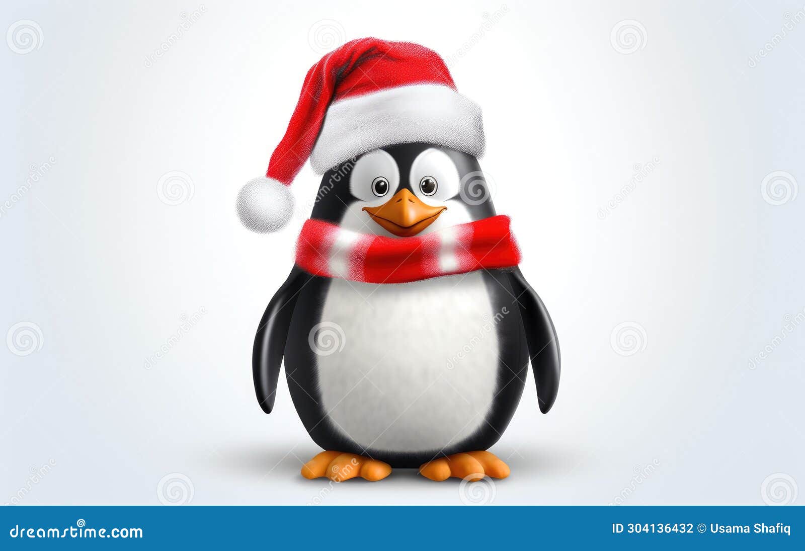 Penguin Dressed in Santa Suit Isolation Isolated on Transparent ...