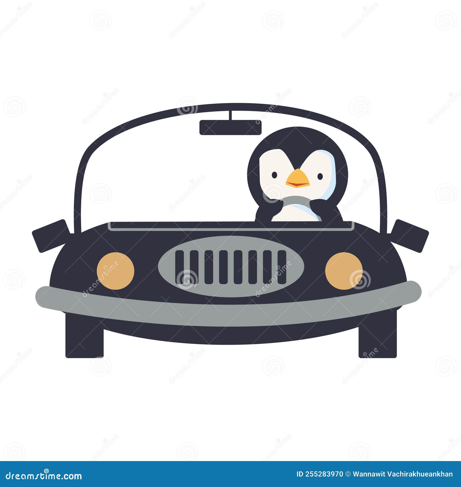 Penguin Driving a Car Cartoon Stock Vector - Illustration of education ...