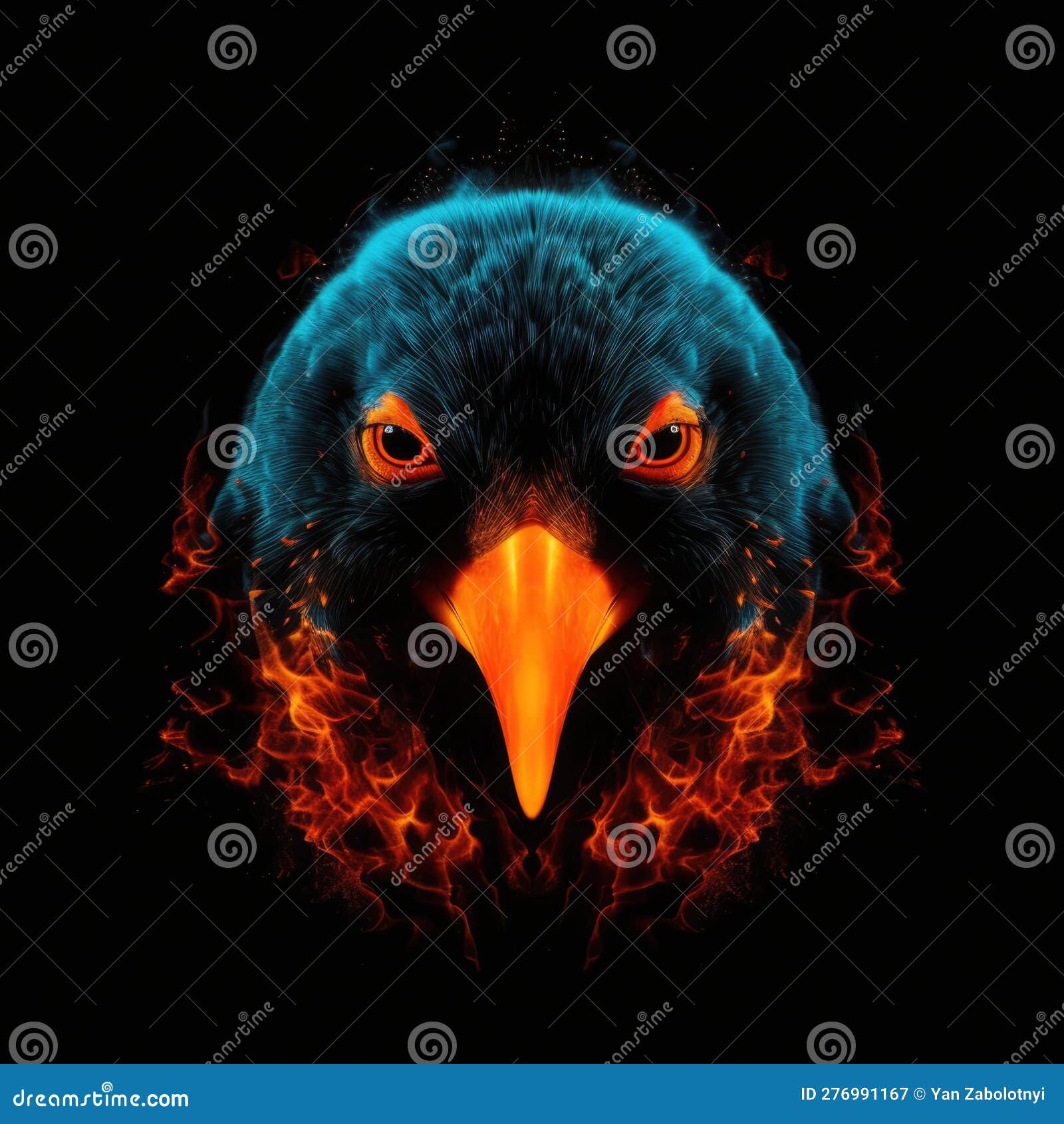 Penguin Face Shape in Fire on Black Background. Generative AI Stock ...