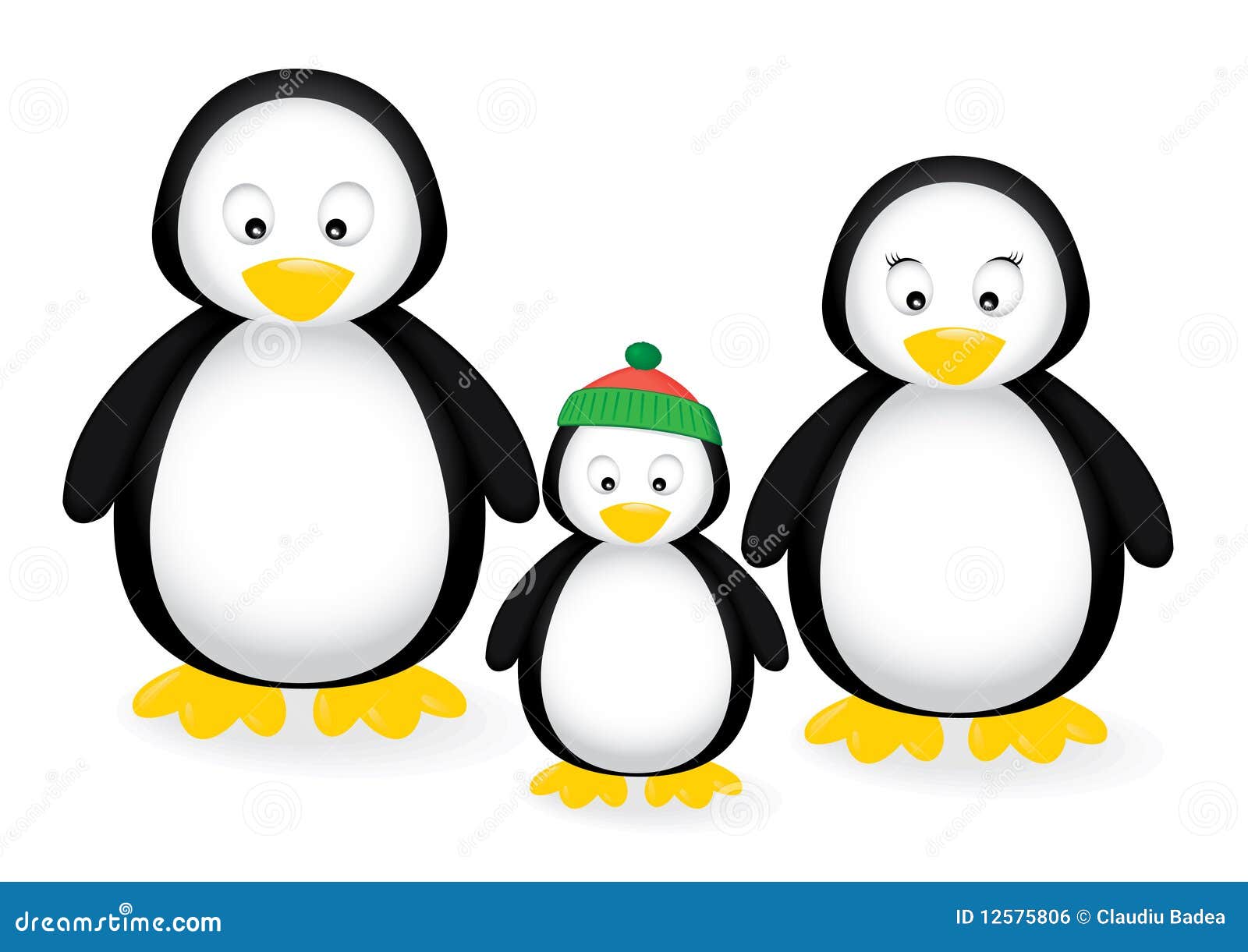 Penguin Family stock vector. Illustration of animal, happy - 12575806