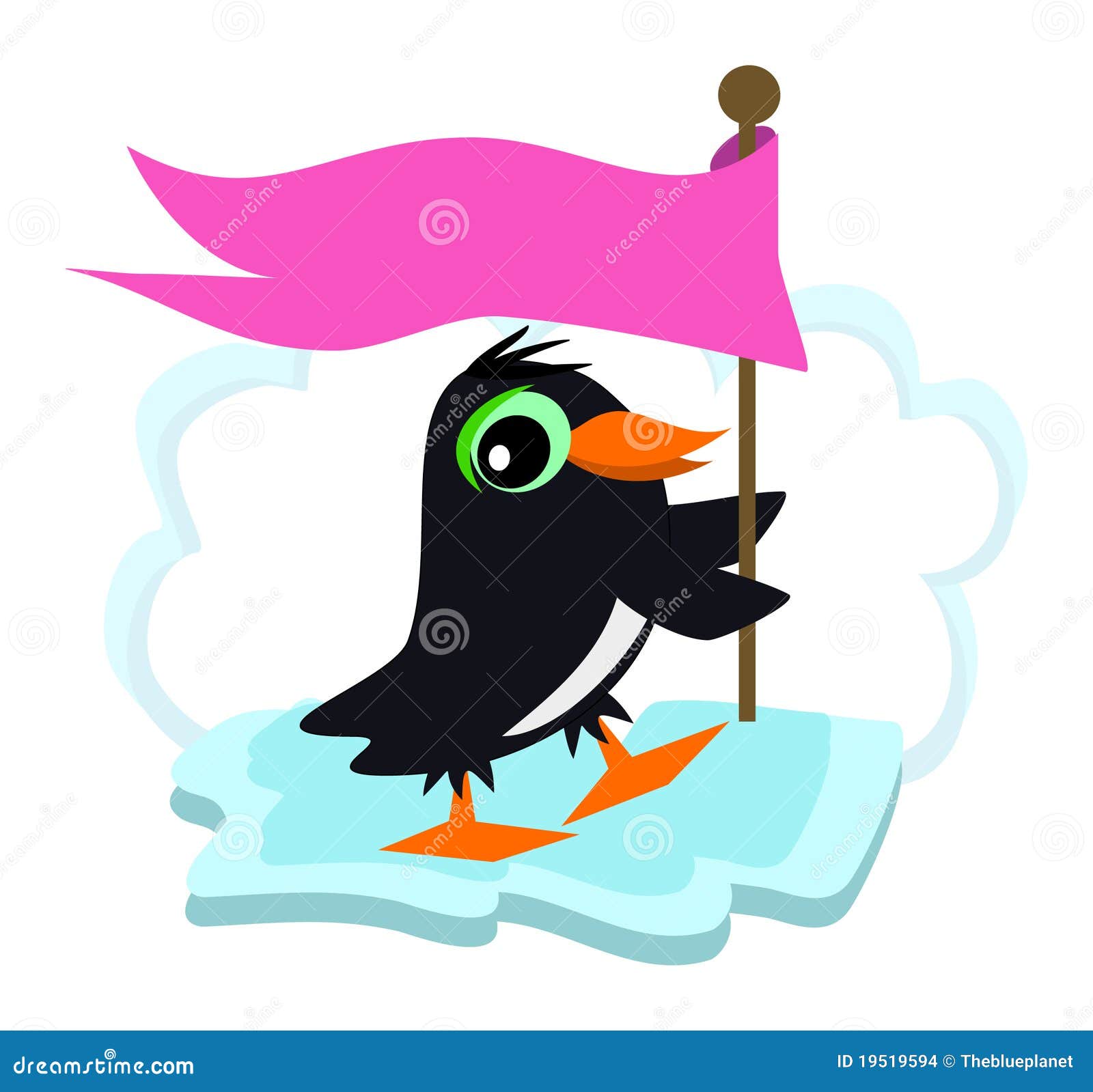 Penguin with a Flag stock vector. Illustration of sweet - 19519594