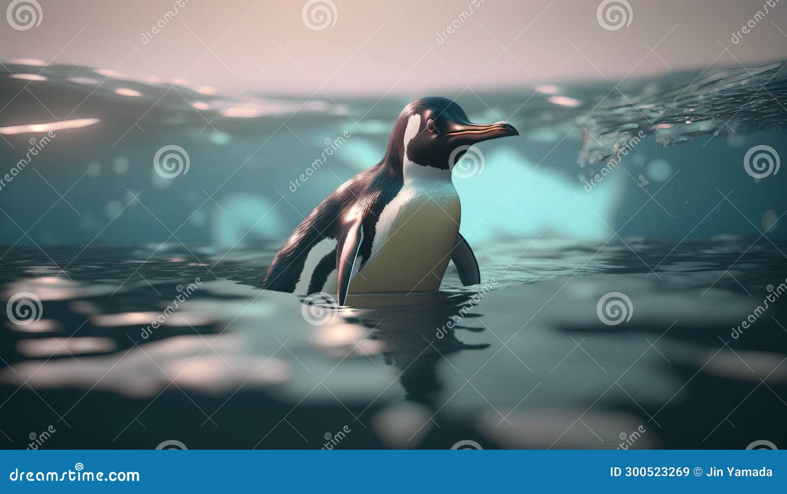 Penguin Floating On A SUP Board Stock Illustration | CartoonDealer.com ...