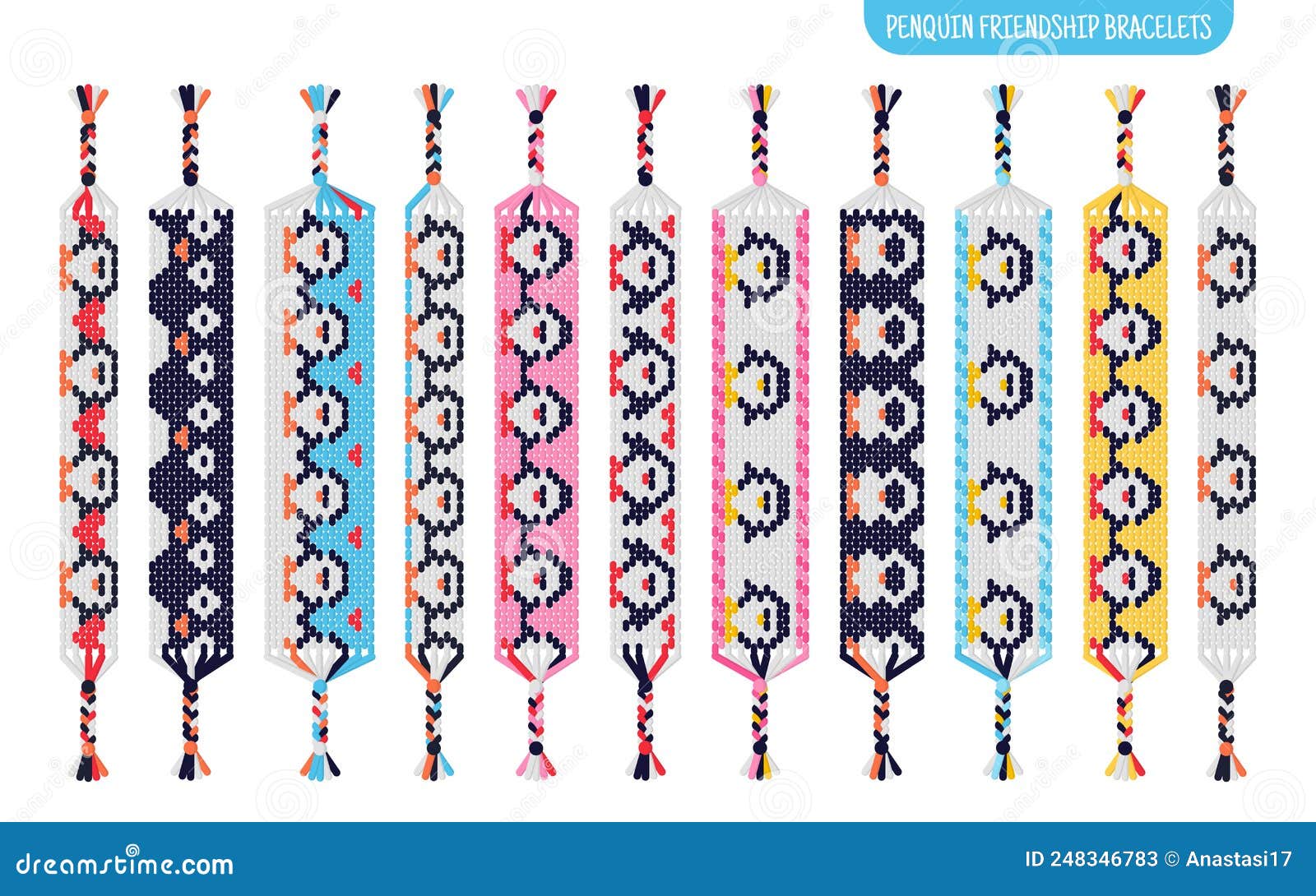 Penguin Handmade Friendship Bracelets Set of Threads or Beads. Macrame ...