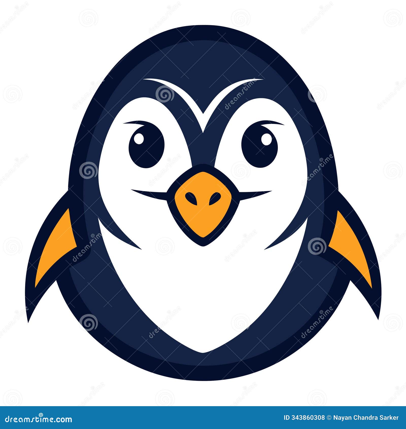 Penguin Head Is Smiling Cutely, Doodle Icon Drawing Vector Illustration ...