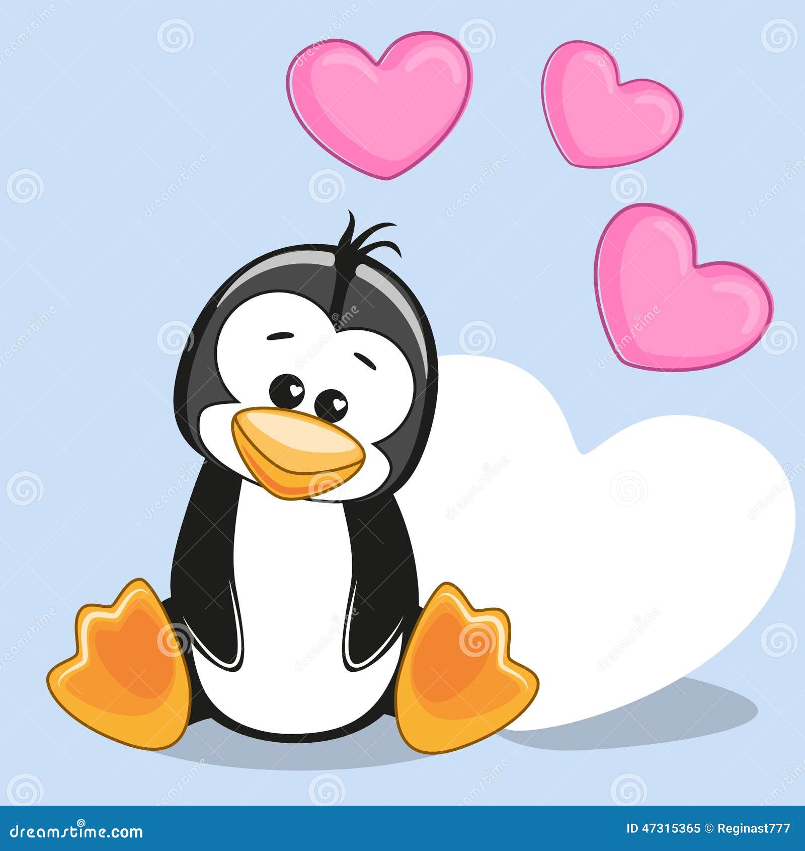 Penguin with hearts stock vector. Illustration of banner - 47315365