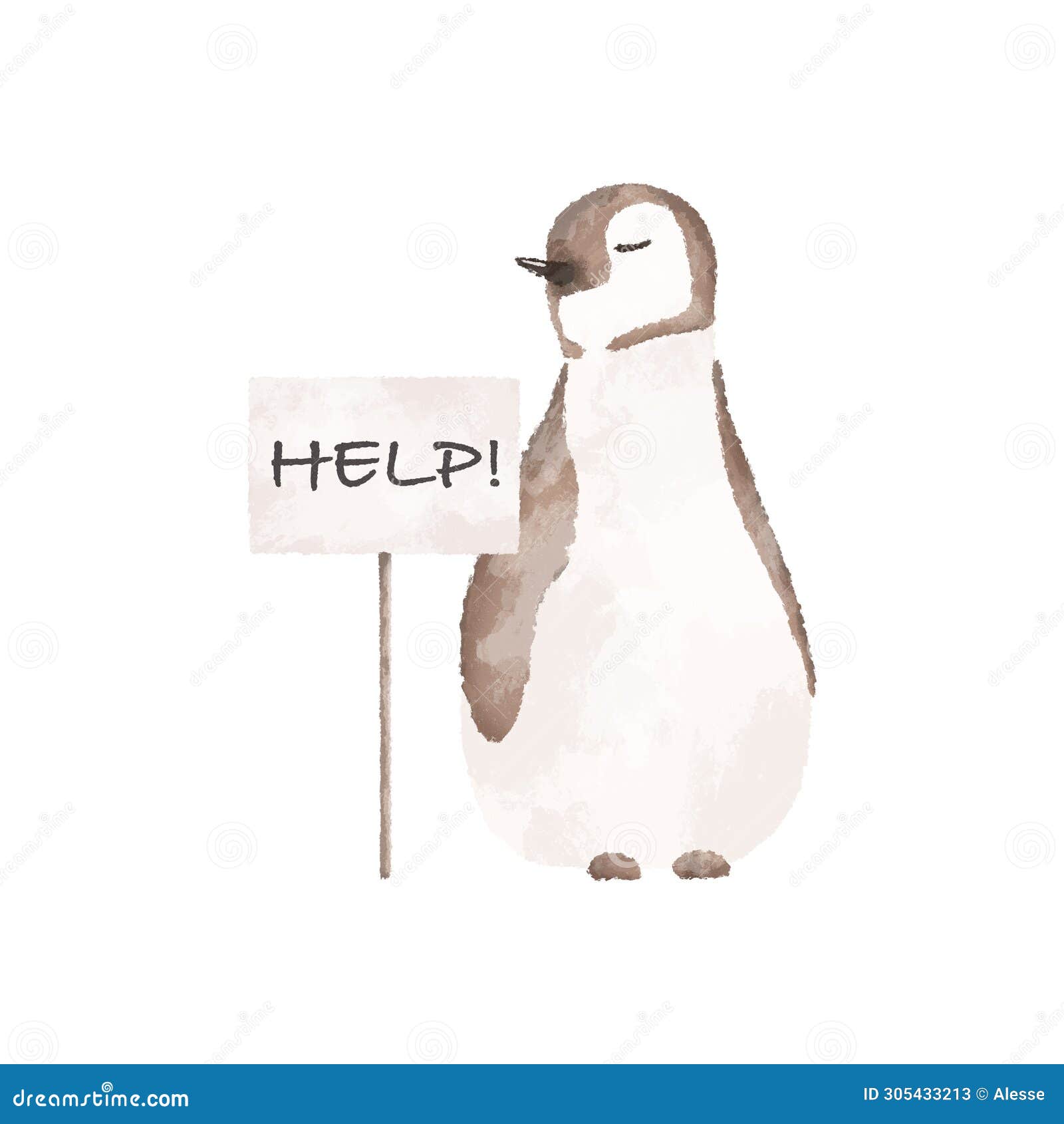 Penguin with a Help Sign. Global Warming Concept Stock Illustration ...