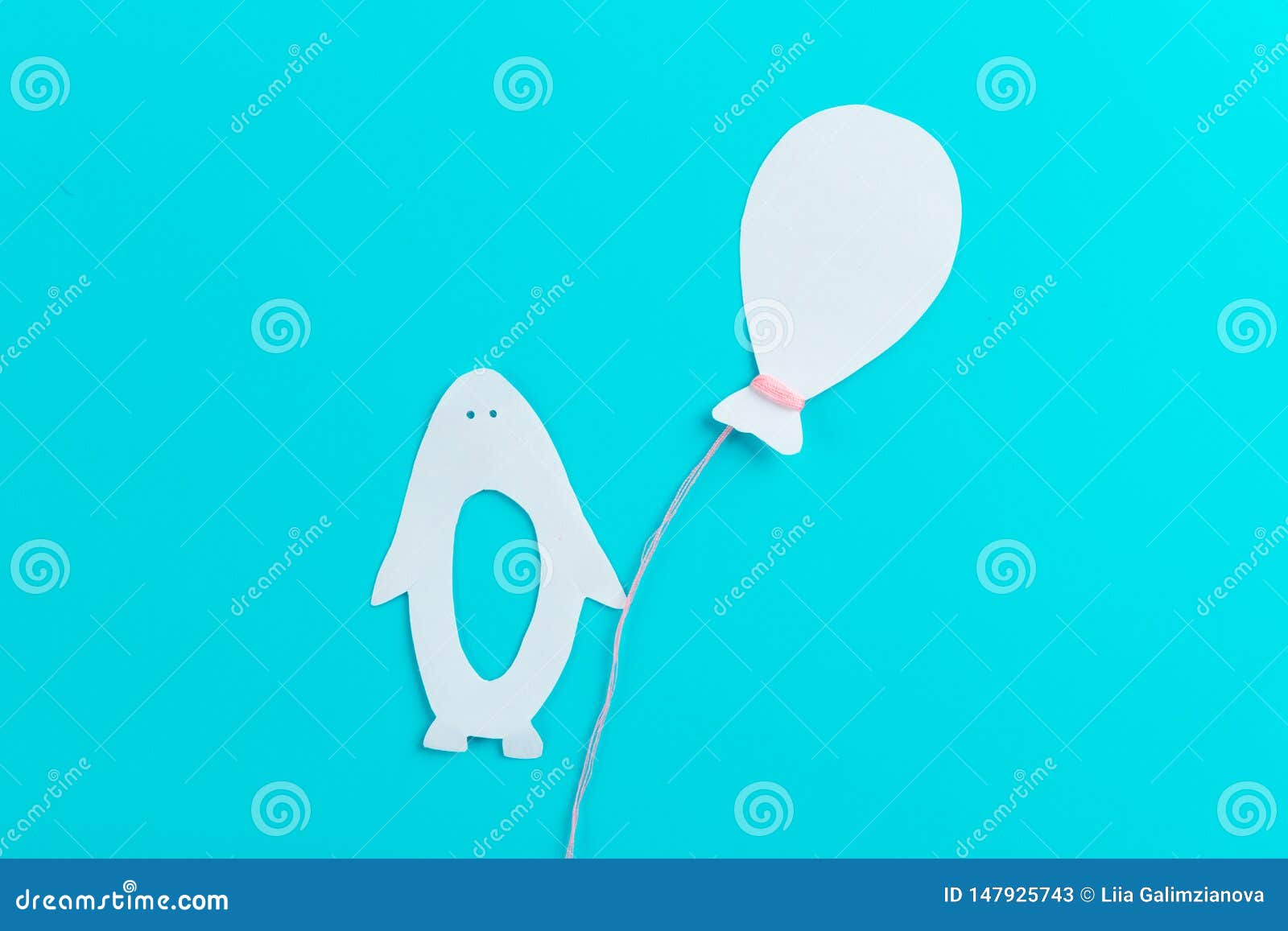 Penguin hold balloon stock image. Image of child, character - 147925743