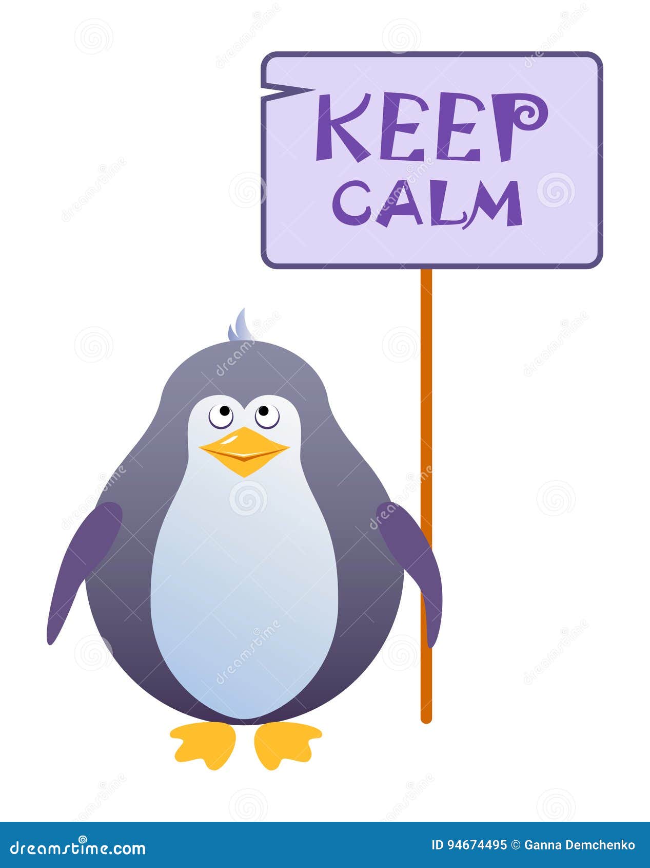 Penguin Holds a Sign with an Inscription Keep Calm Stock Vector ...