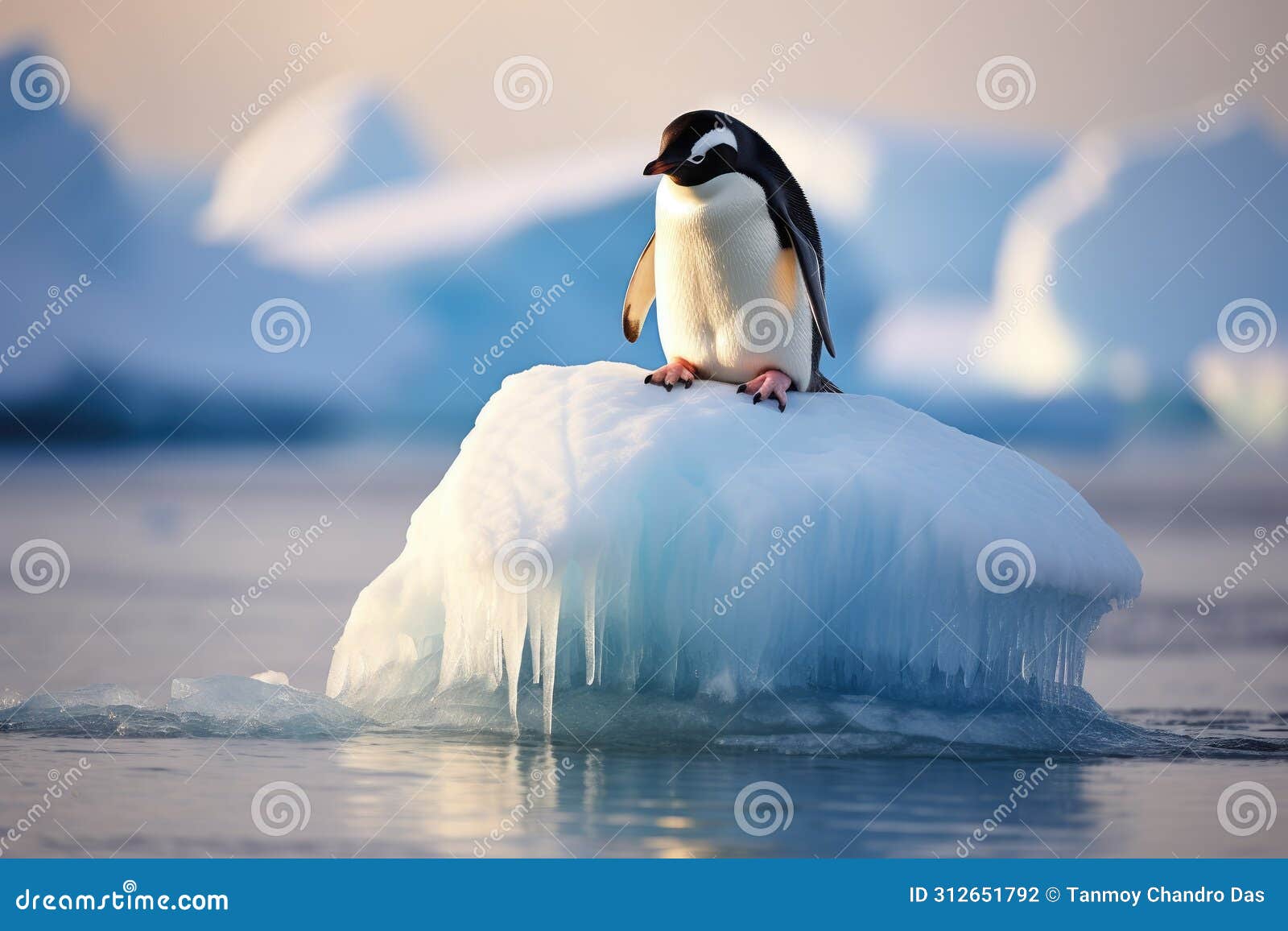 Penguin on Ice Floe Antarctic, Penguin Float on the Ice Floe in the ...