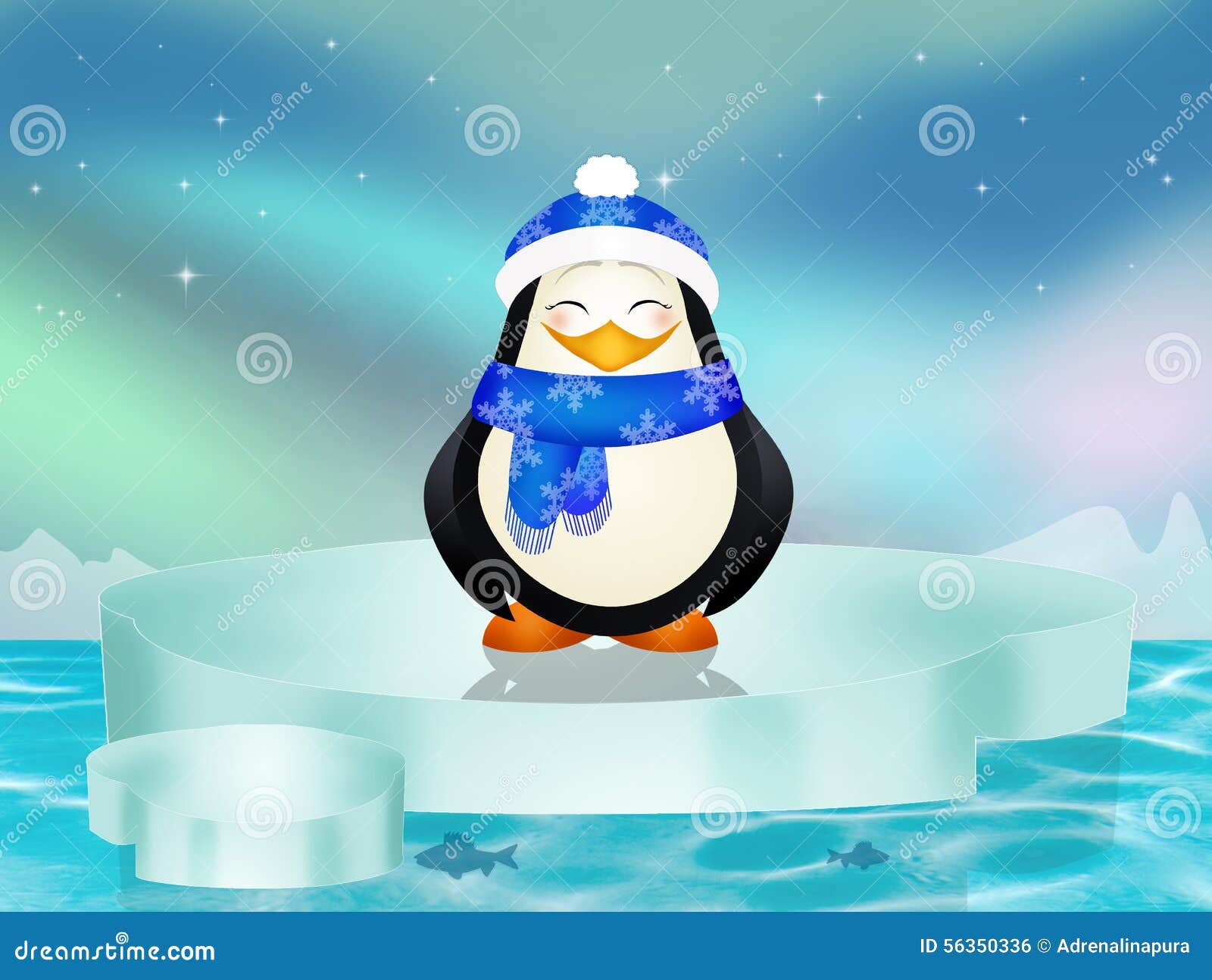 Penguin On Iceberg Vector Illustration | CartoonDealer.com #5707749