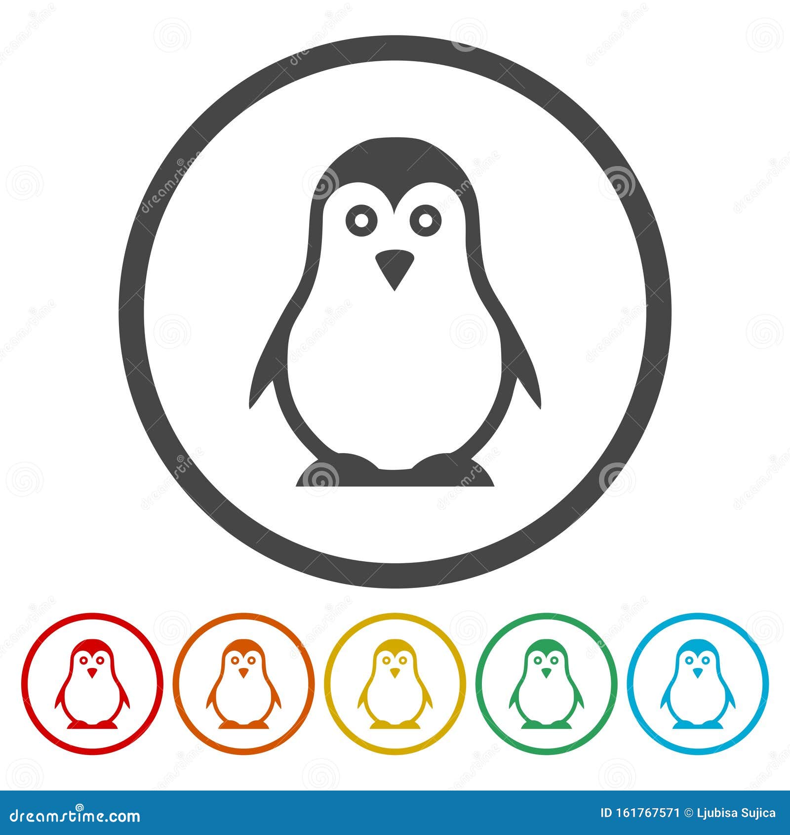 Penguin Icons Set - Vector Illustration Stock Vector - Illustration of ...