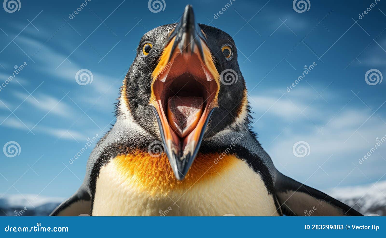 A Penguin with Its Mouth Open. Generative AI. Stock Image - Image of ...