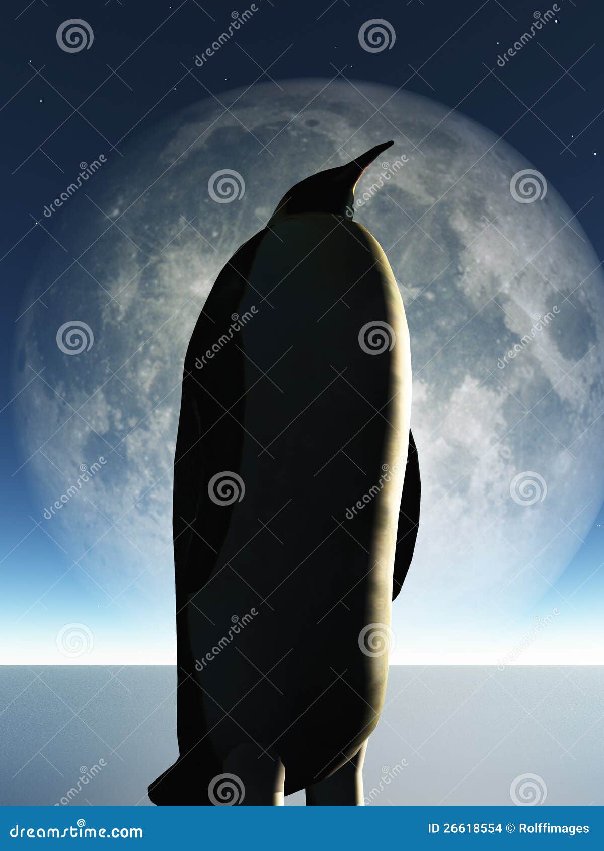 Penguin and moon stock illustration. Illustration of arctic - 26618554