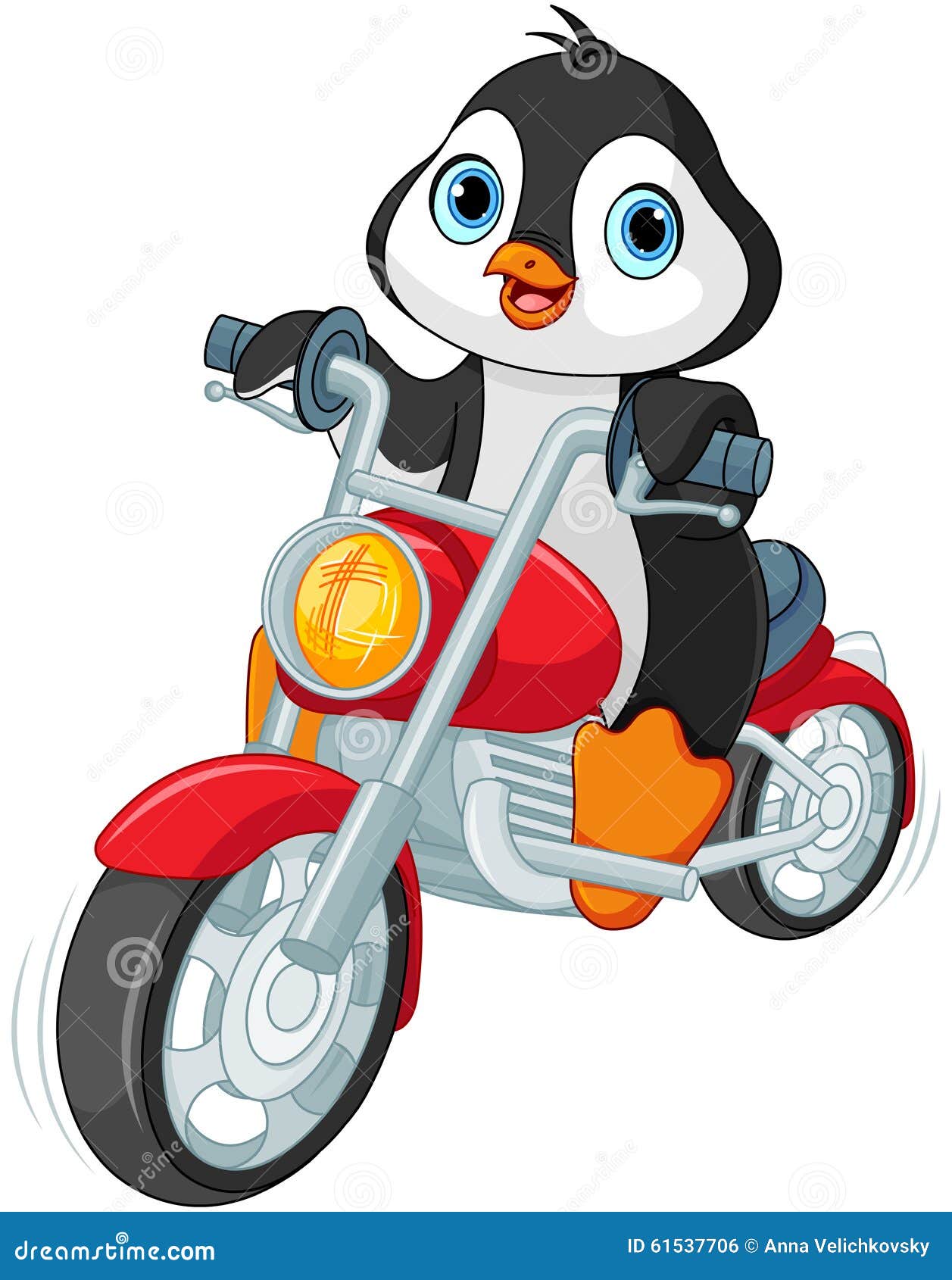 Penguin Motorcyclist stock vector. Illustration of card - 61537706