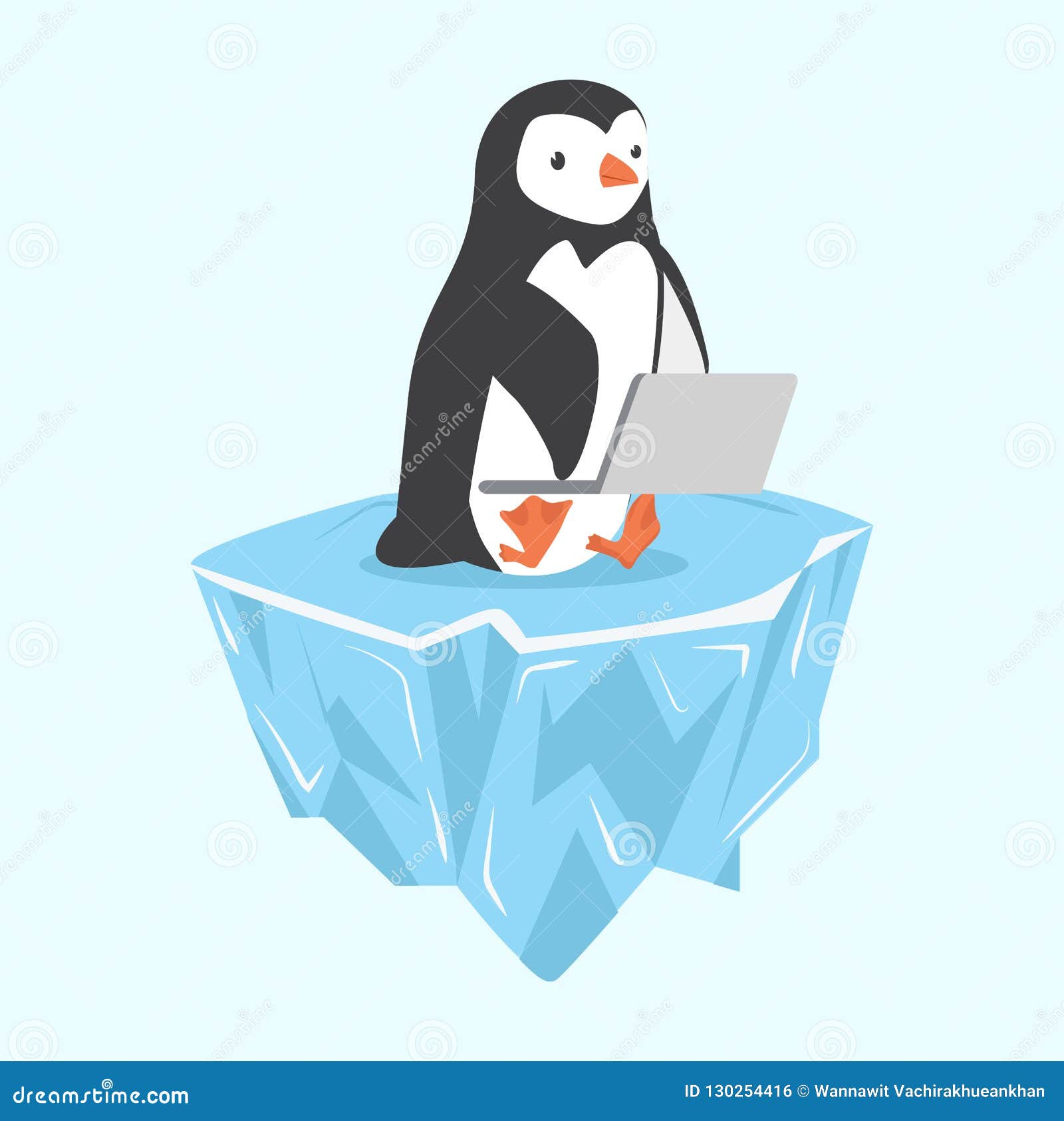 Penguin with Notebook on Ice Floe Stock Vector - Illustration of ...