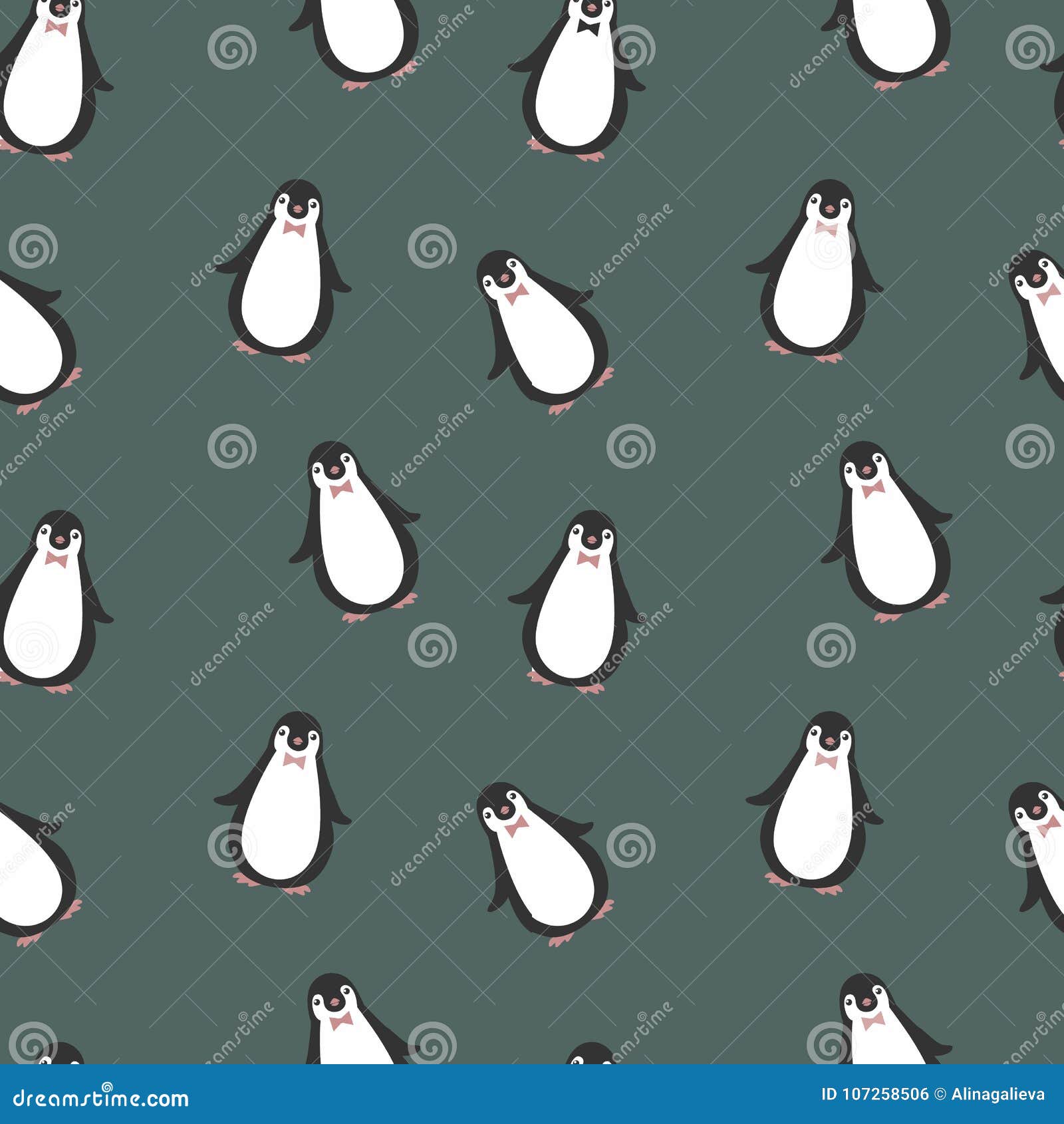 Penguin Pattern on Green Background Stock Vector - Illustration of ...