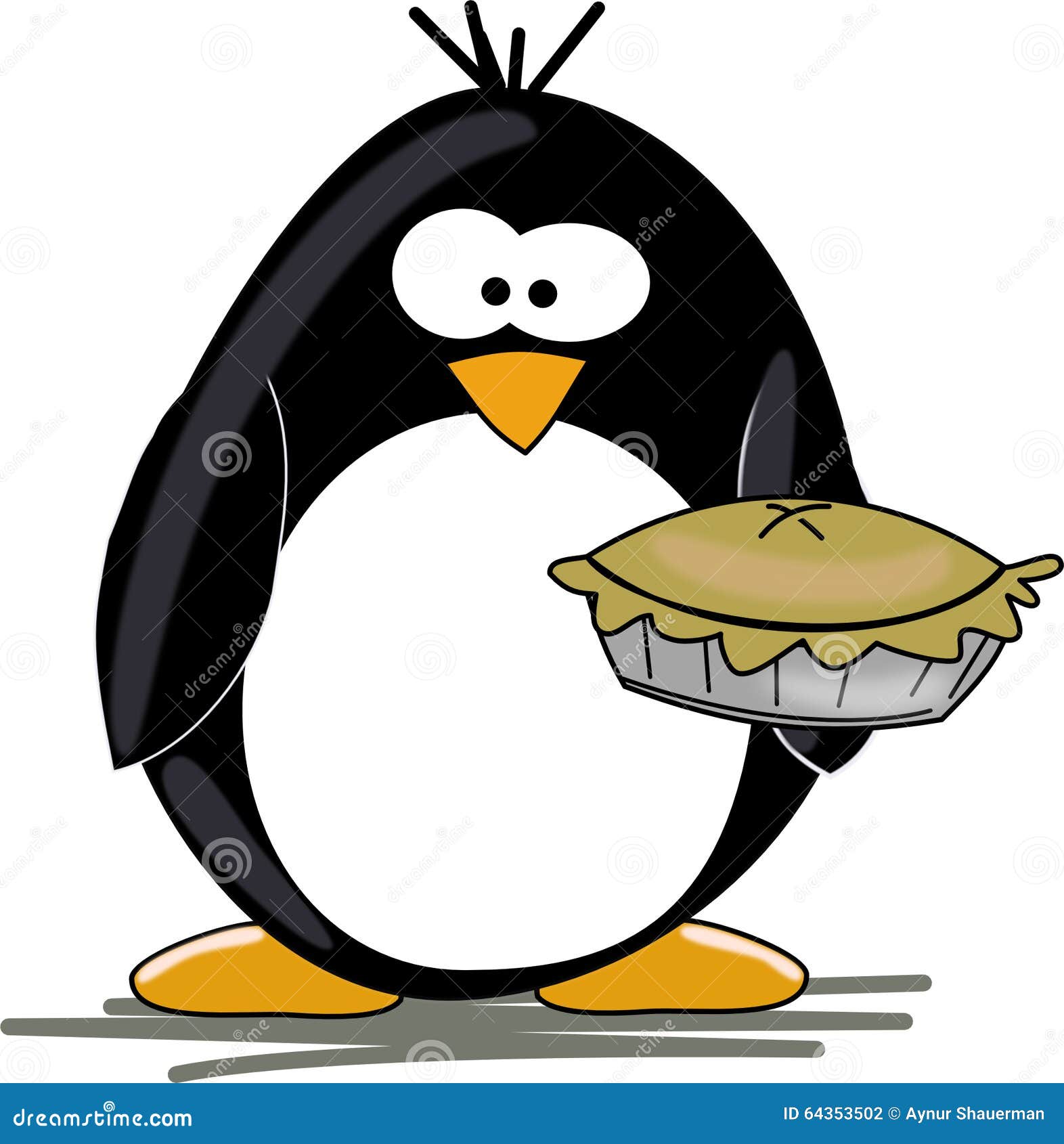 Penguin with pie stock illustration. Illustration of cooking - 64353502
