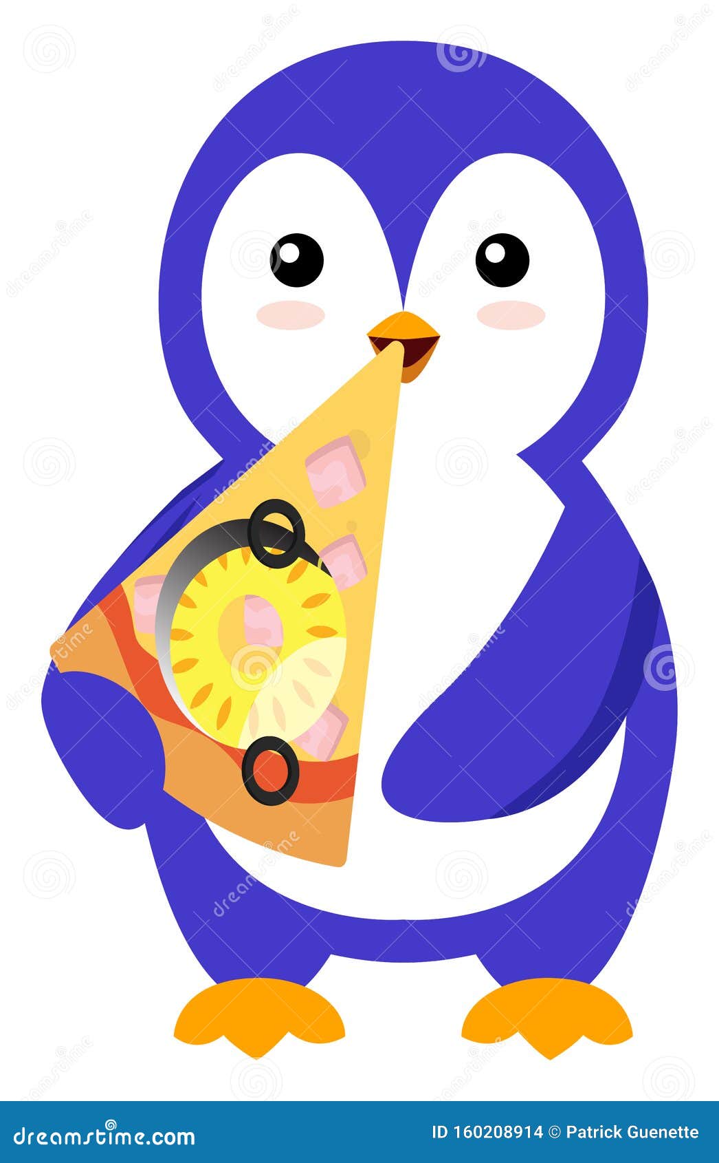 Penguin with Pizza, Illustration, Vector Stock Vector - Illustration of ...