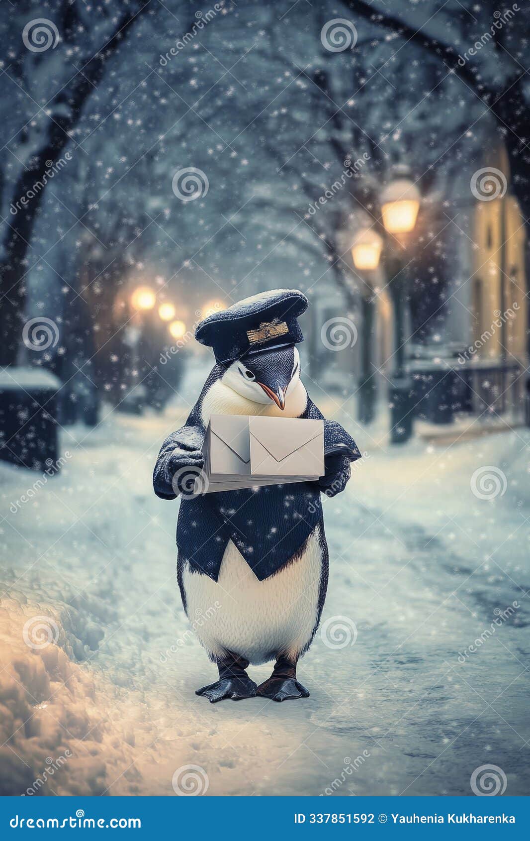 Penguin Postal Worker Delivering Mail Stock Illustration - Illustration ...