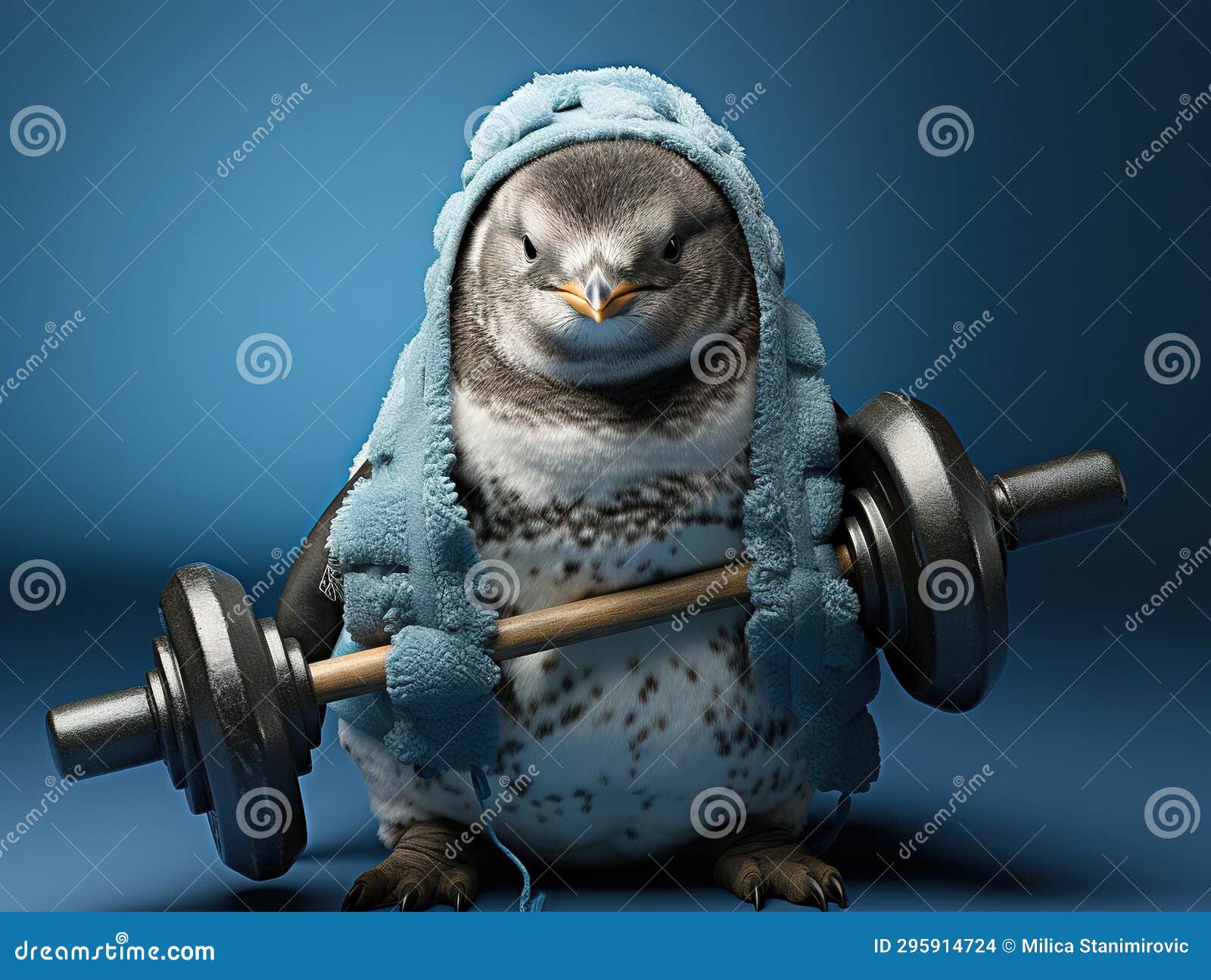 Penguin Pumping Iron: a Feathered Athlete S Workout Session Stock ...