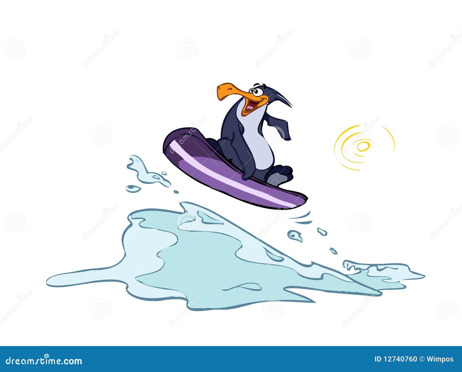Penguin on a raft stock illustration. Illustration of colors - 12740760