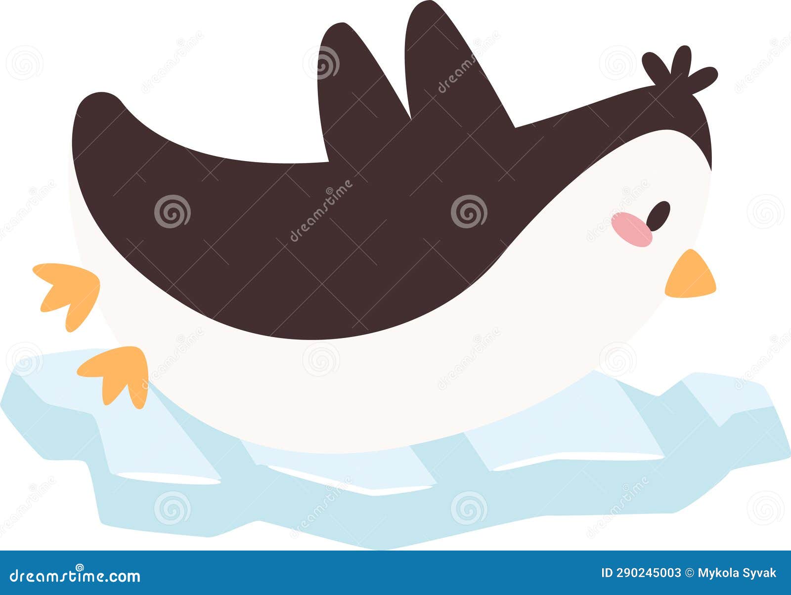Penguin Riding on Ice stock illustration. Illustration of animal ...