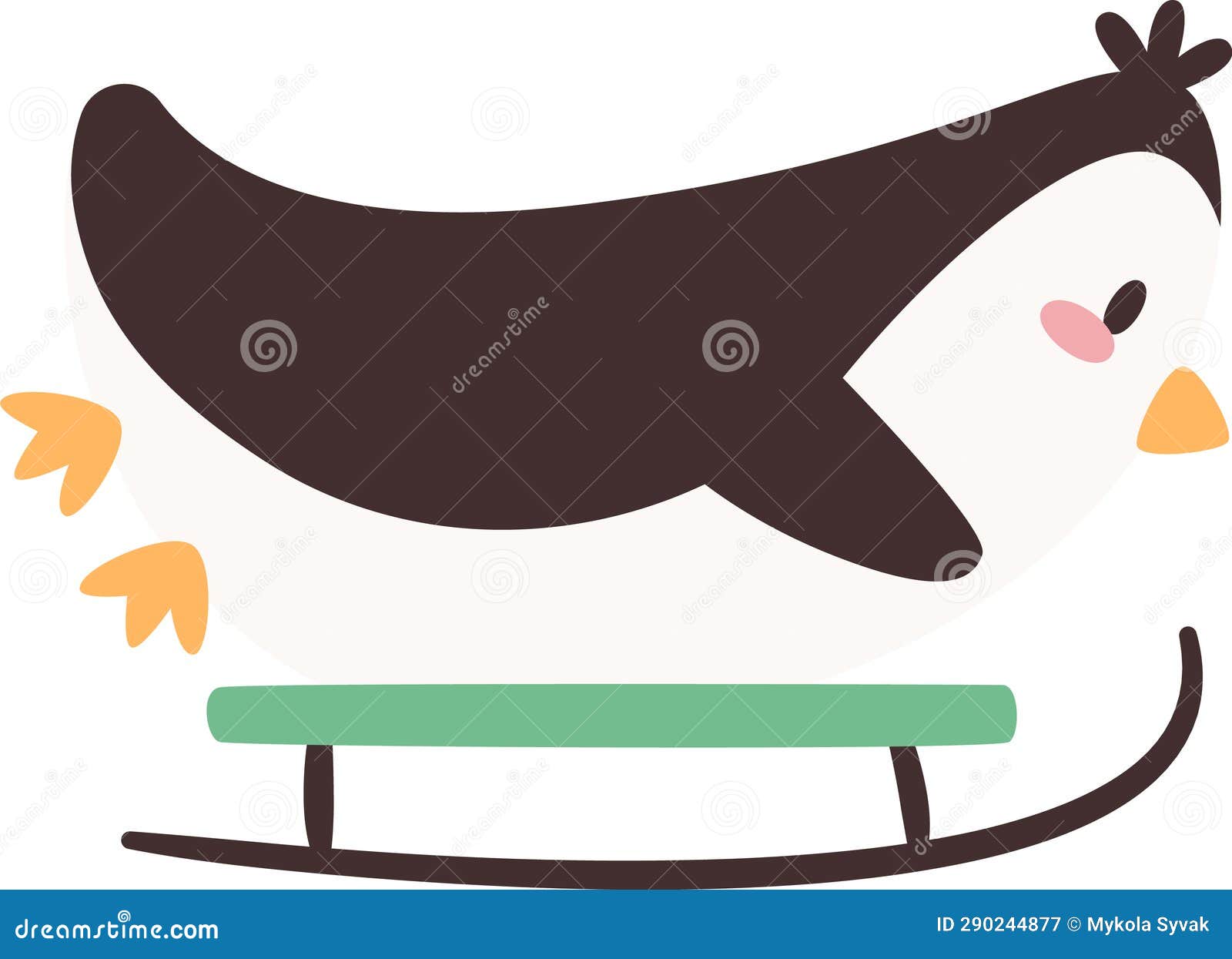 Penguin Riding Sled stock vector. Illustration of character - 290244877