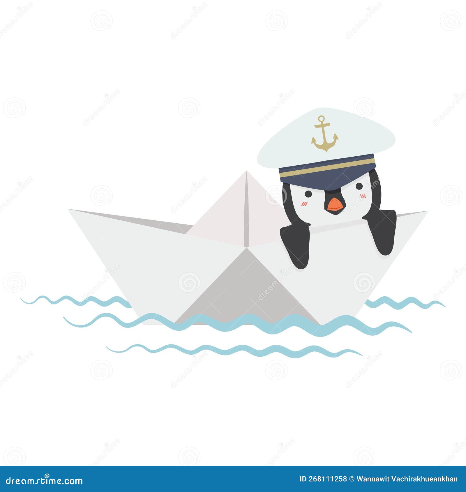 Penguin Sailor in Paper Boat Stock Vector - Illustration of sailor ...